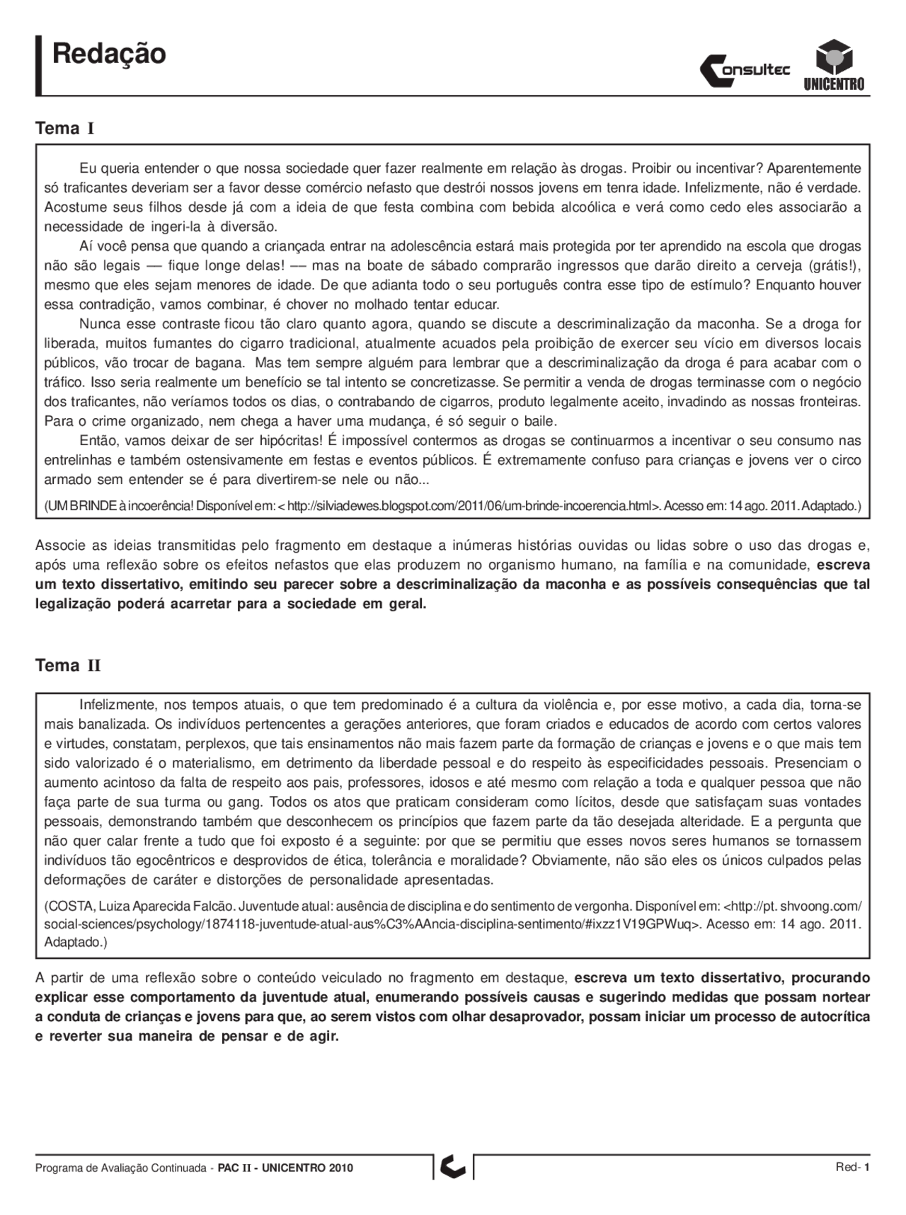 PAC II - UNICENTRO 2010 - Docsity