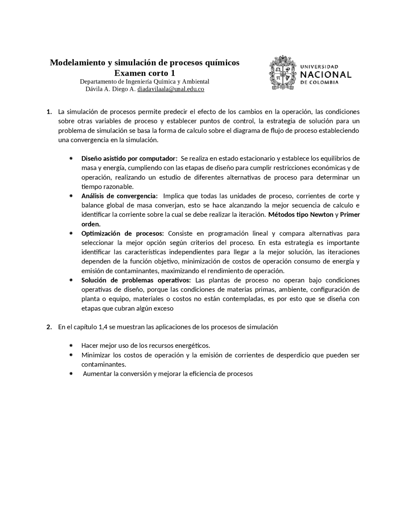 Simulación De Procesos Quimicos Docsity
