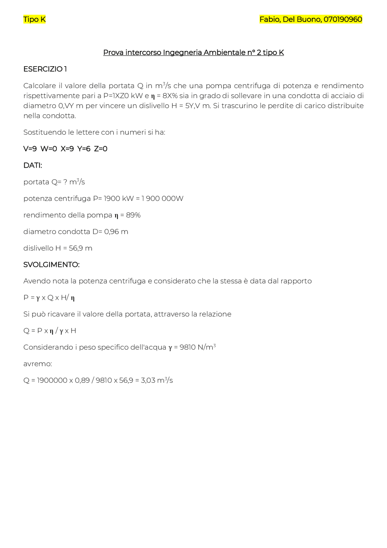 Elaborato 2k Ingegneria Ambientale Superato Docsity