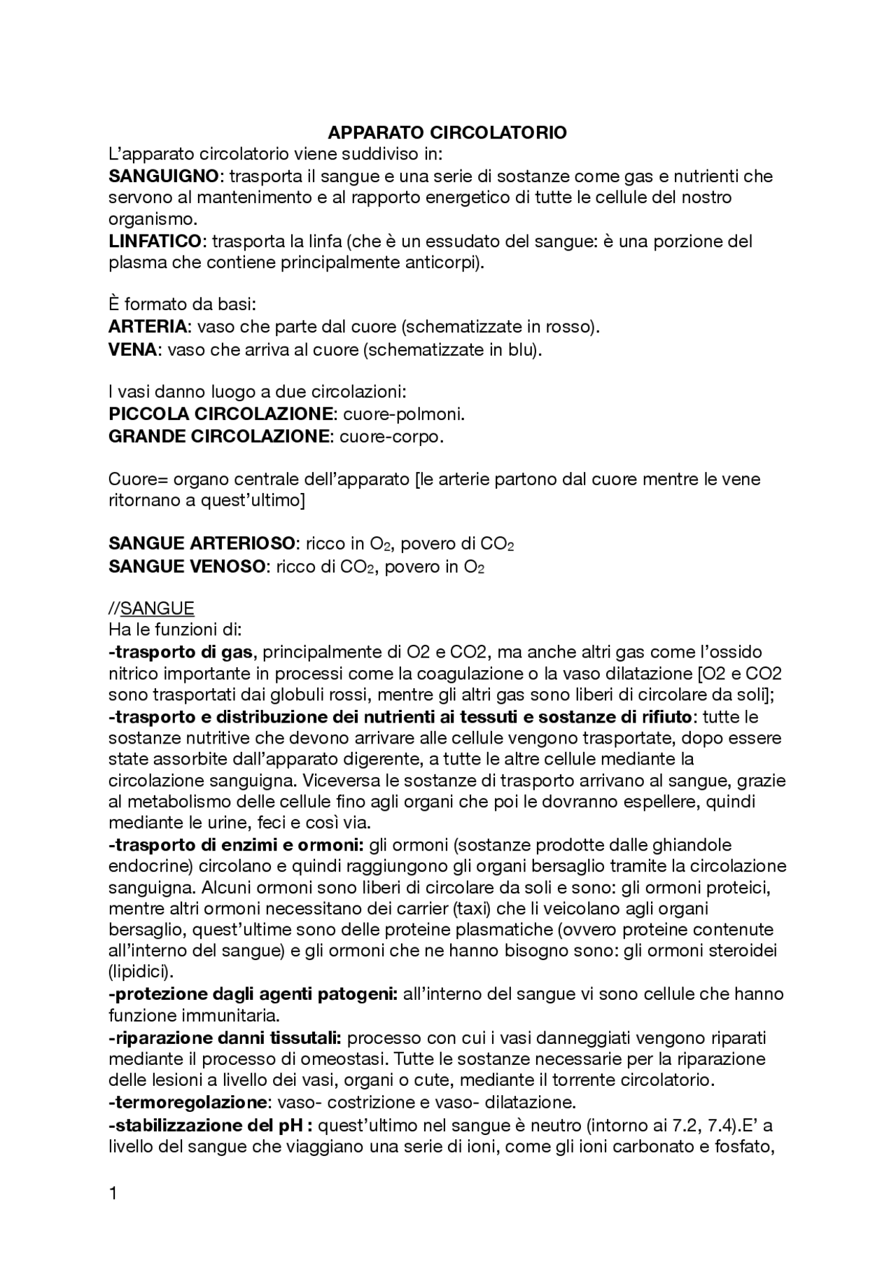 Apparato Circolatorio Docsity