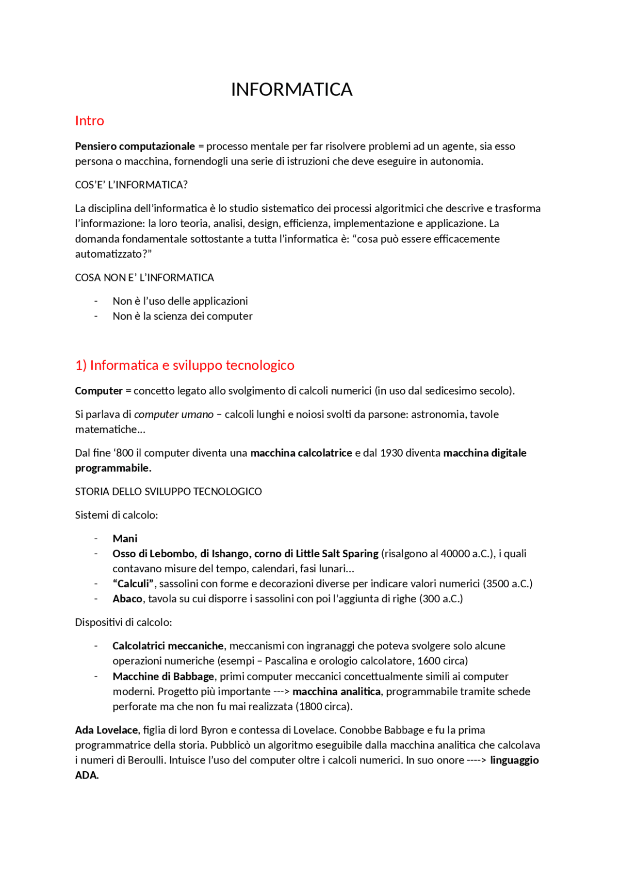 Riassunto Informatica Generale Docsity