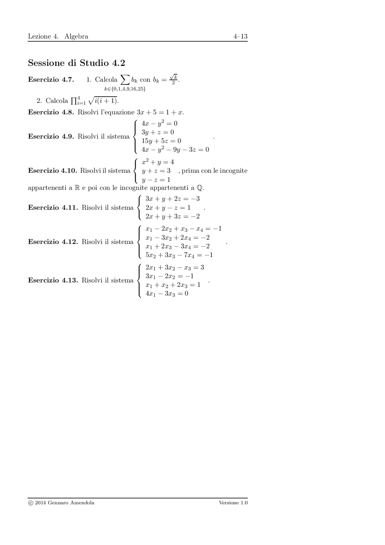Esercizi Di Complementi Di Matematica Docsity