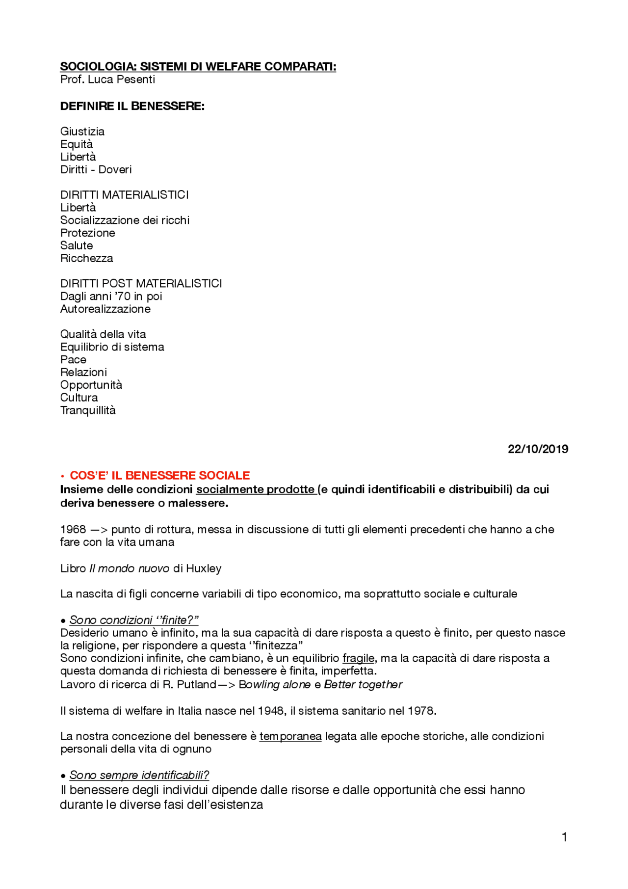 Appunti Sistemi Di Welfare Comparati Docsity