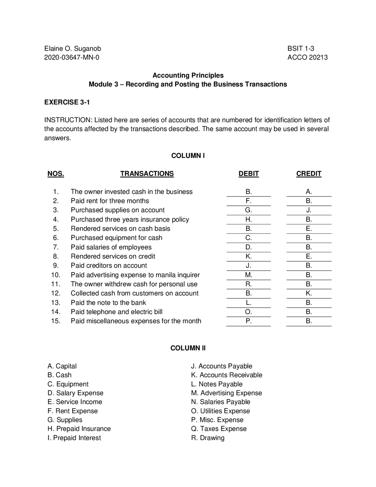 Accounting Principles Assignments Accounting Docsity