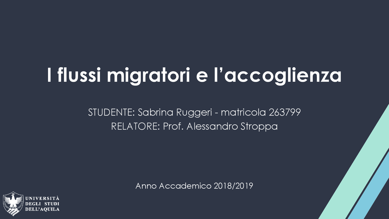 Slides I Flussi Migratori E Laccoglienza Docsity