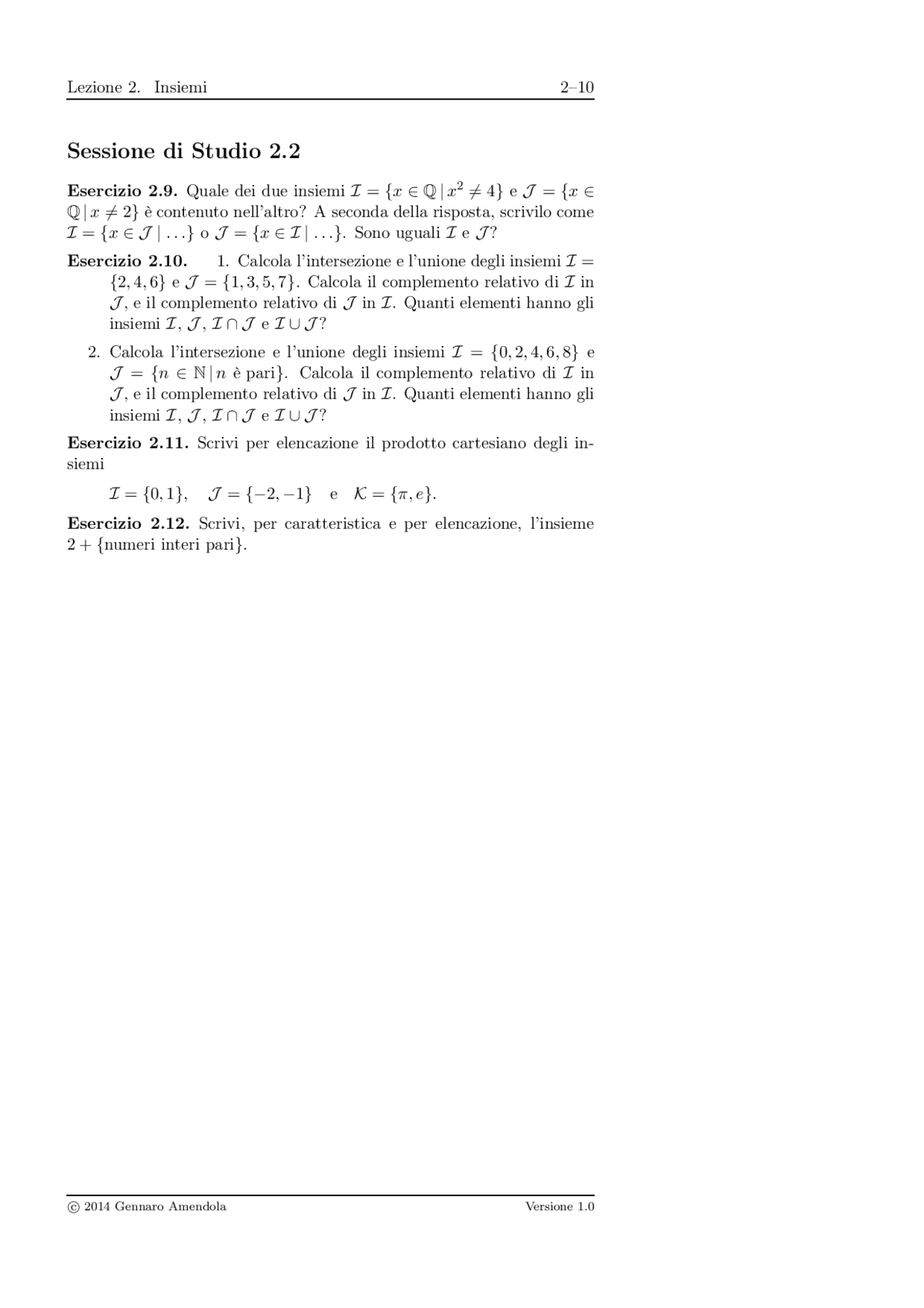 Esercizi Di Complementi Di Matematica Docsity