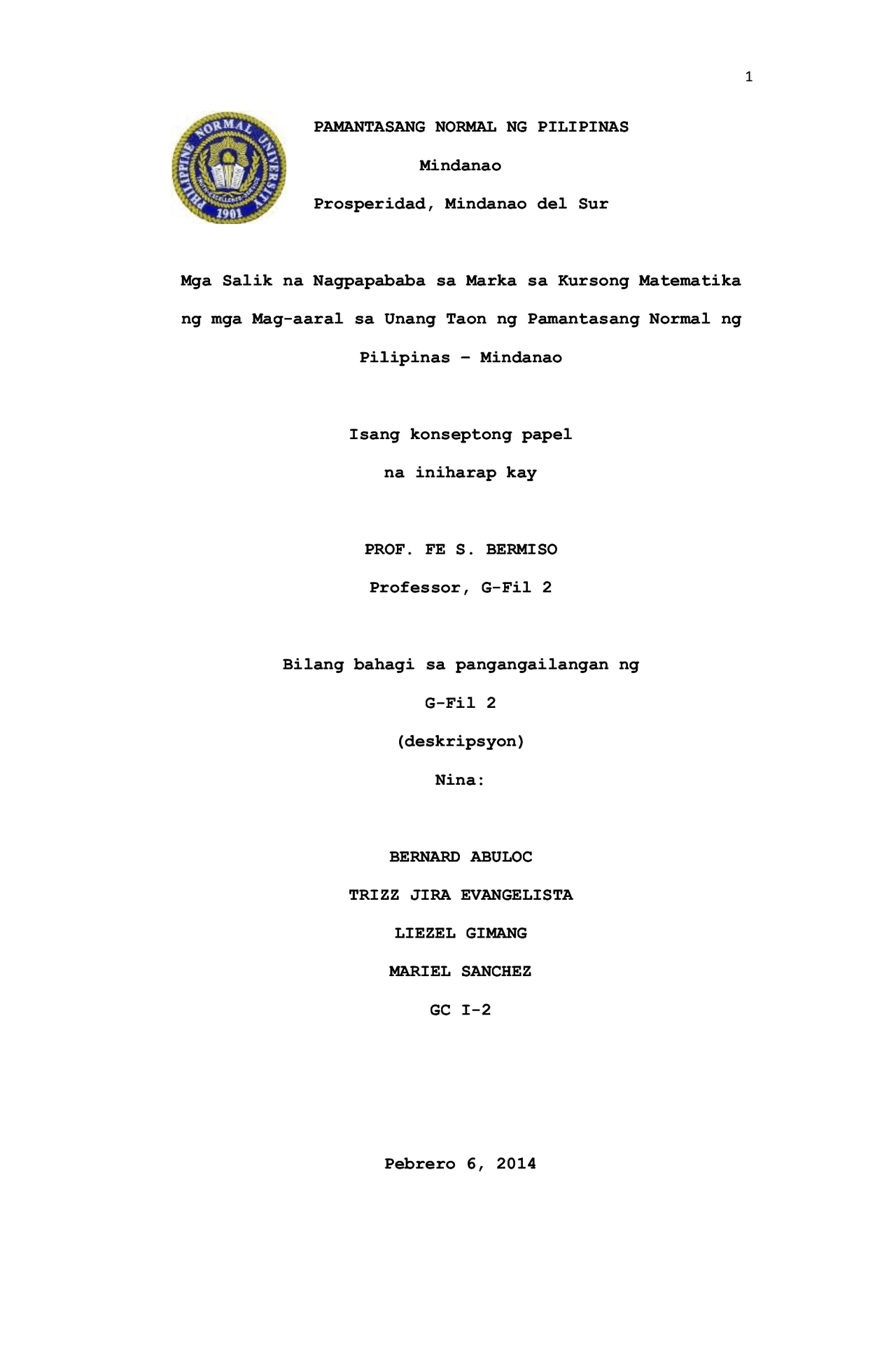 Halimbawa ng konseptong Papel - Docsity