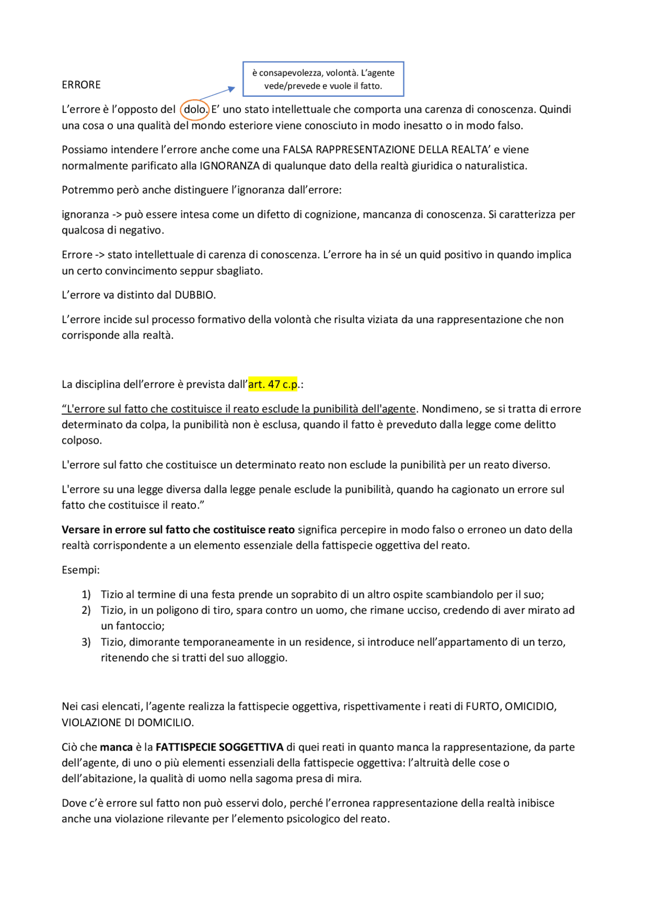 Errore Diritto Penale Manuale Fiore Docsity