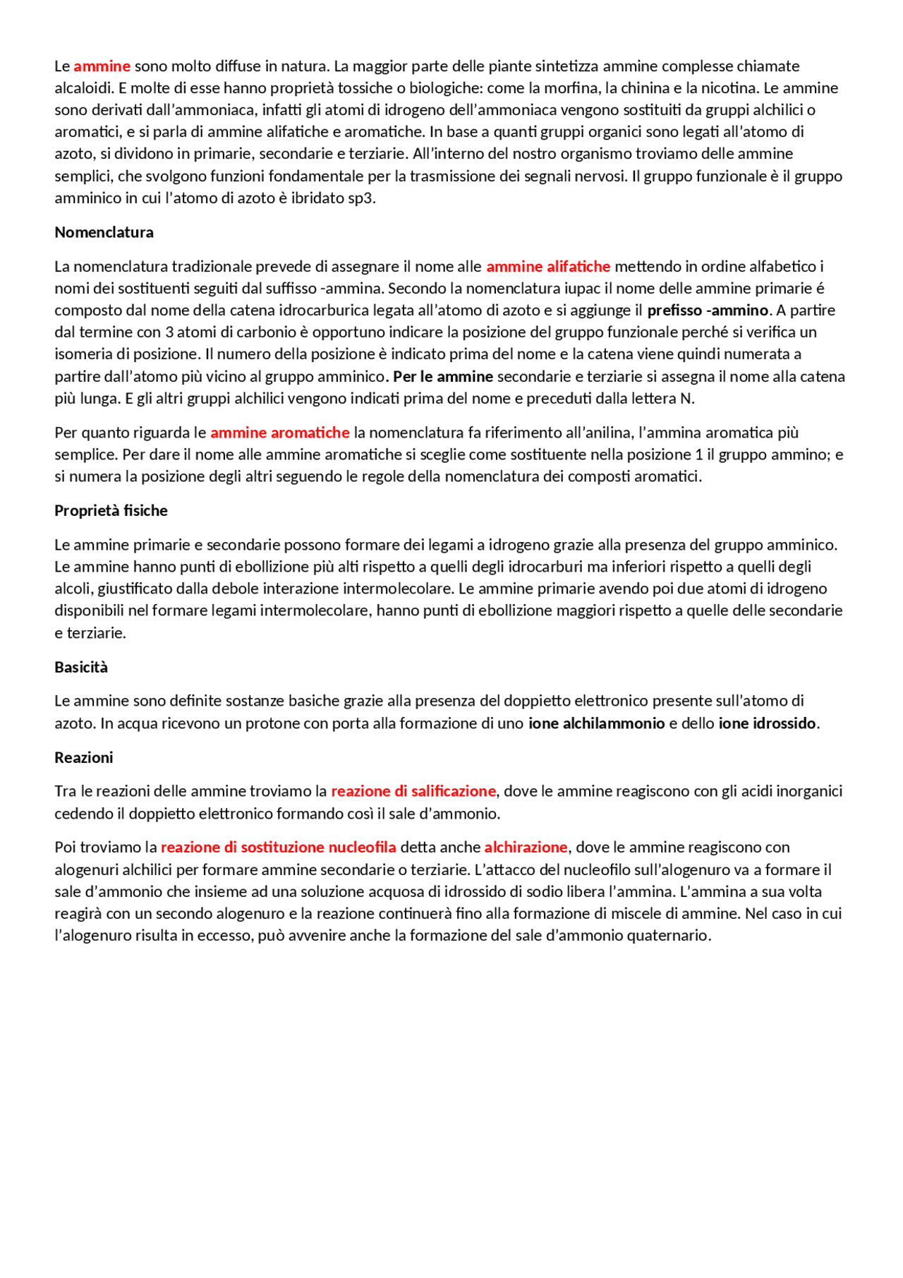 Riassunto E Appunti Ammine Docsity