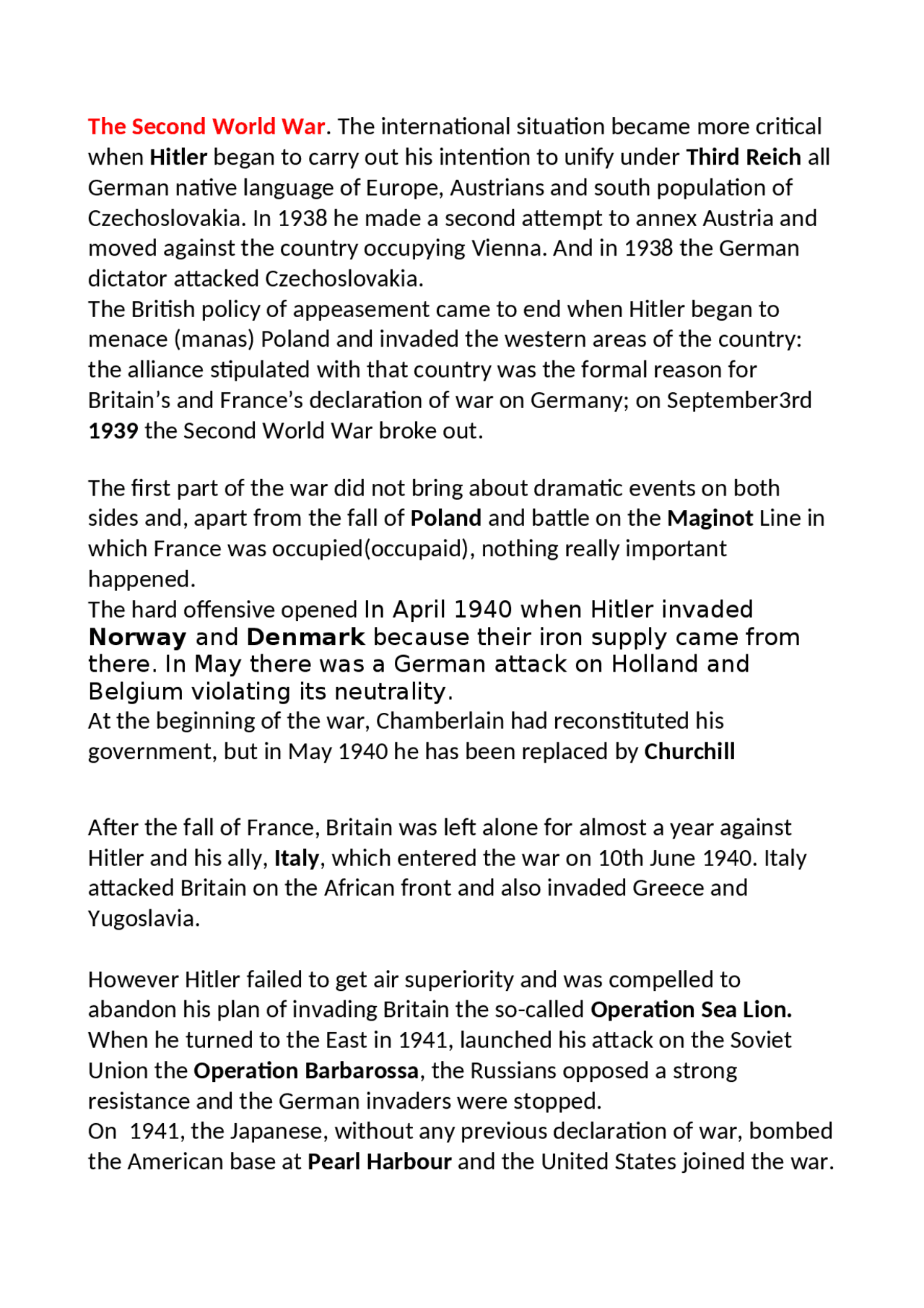 The Second World War - Docsity