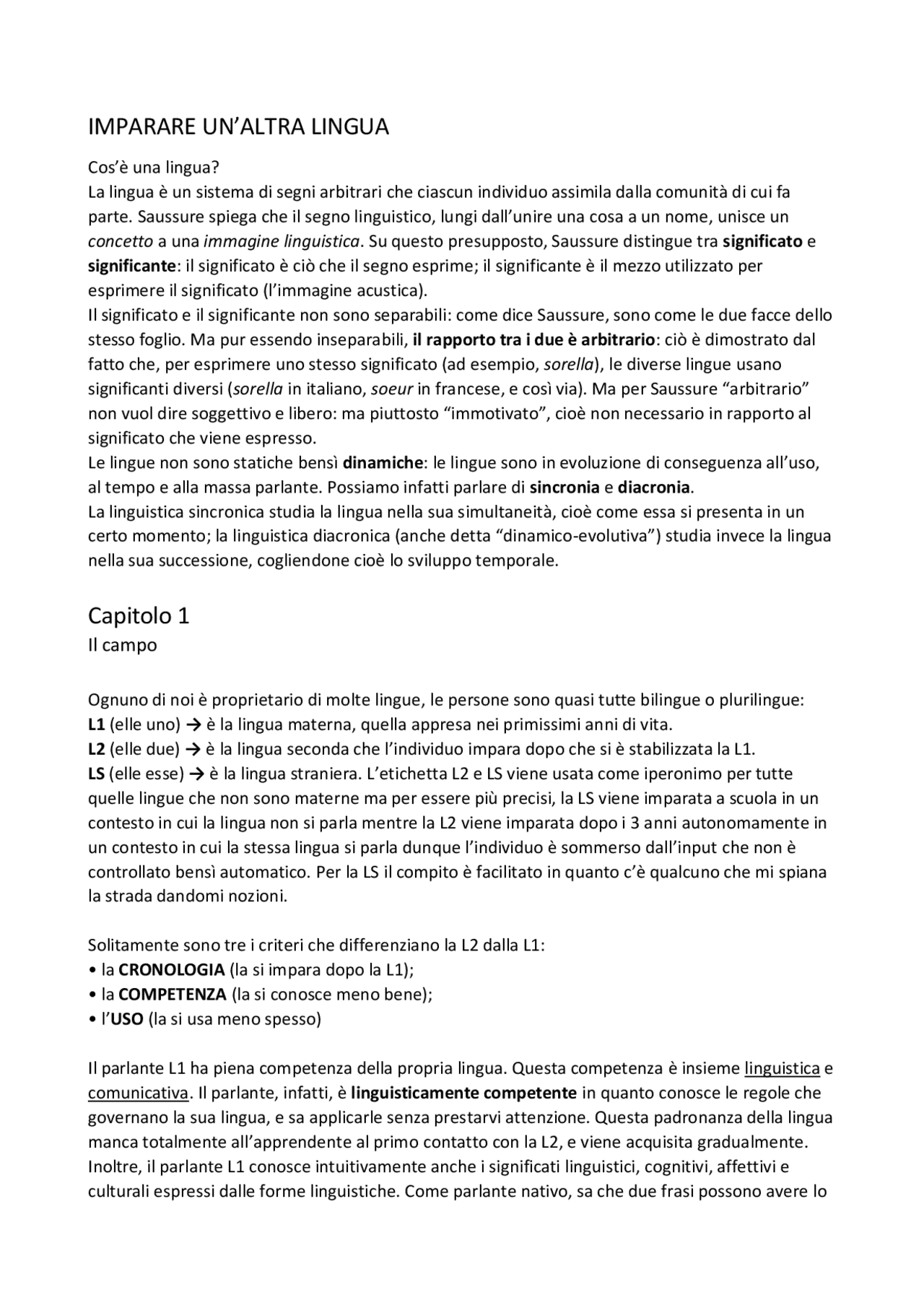 Apprendimento Linguistico Docsity