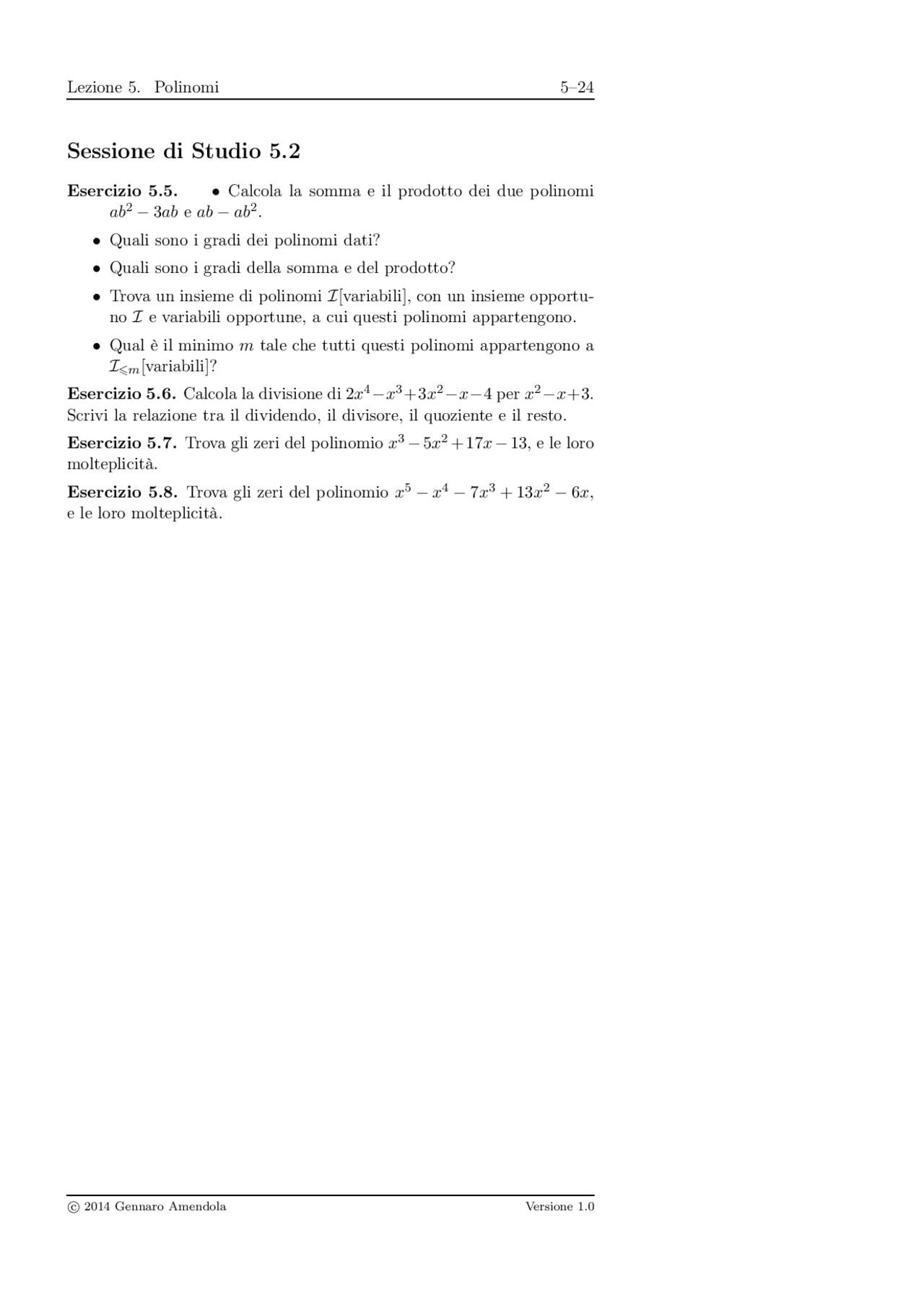 Esercizi Di Complementi Di Matematica Docsity