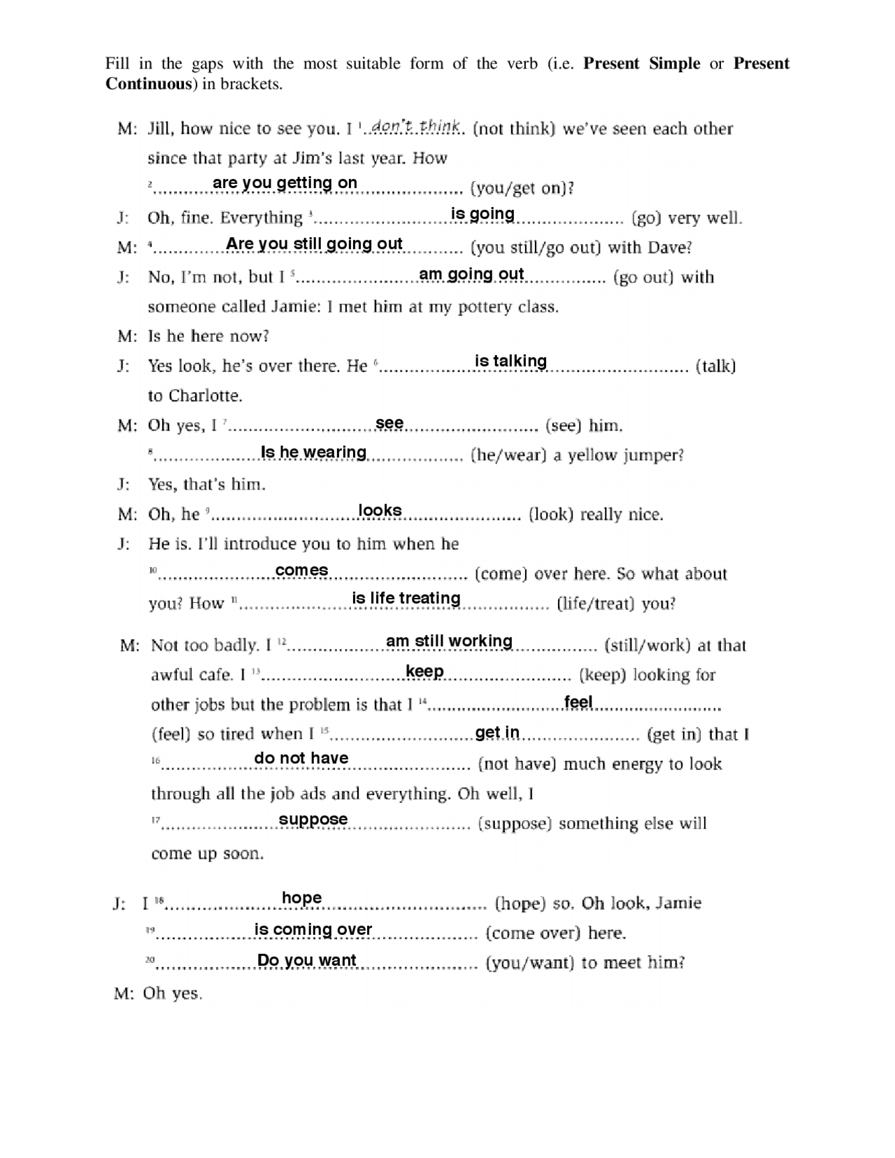 Exercises Tenses English Docsity