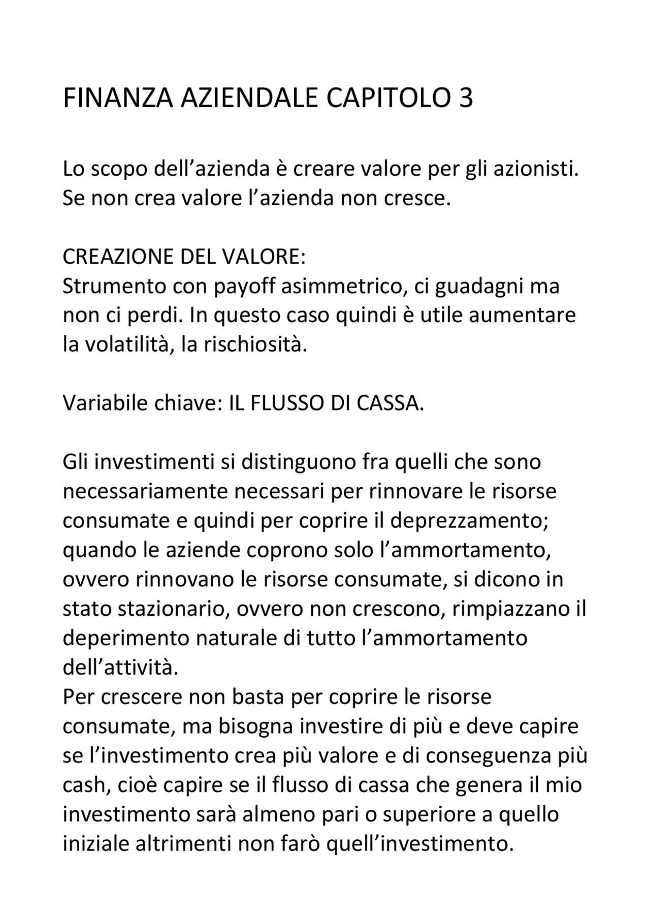 Finanza Aziendale 6 Cfu Docsity