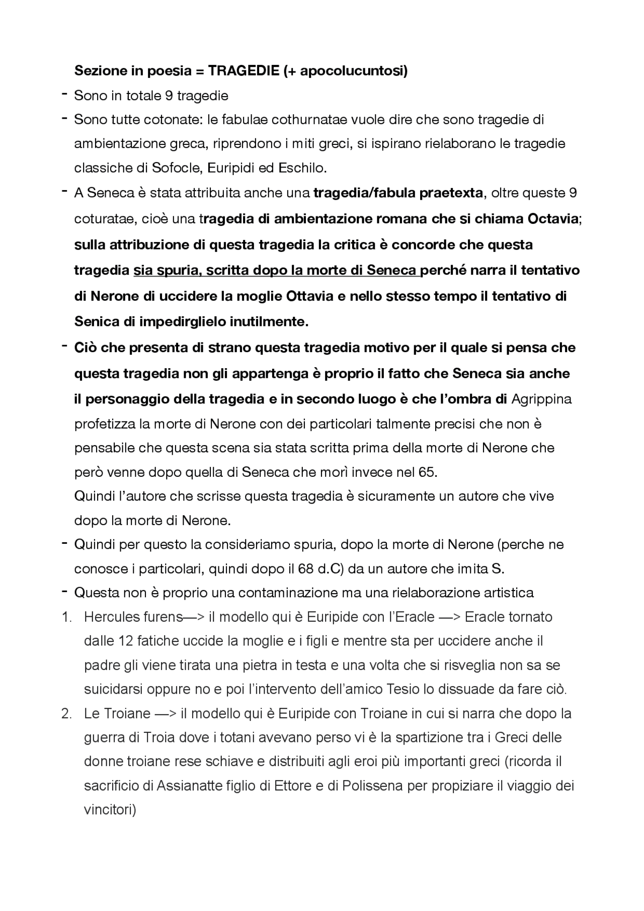 Tragedie Seneca Liceo Classico Docsity