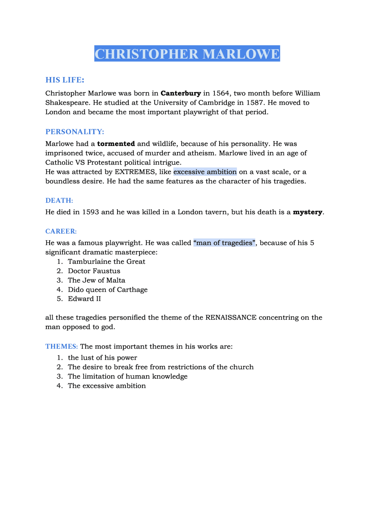 Christopher Marlowe, Doctor Faustus, Faustus last monologue | Appunti ...