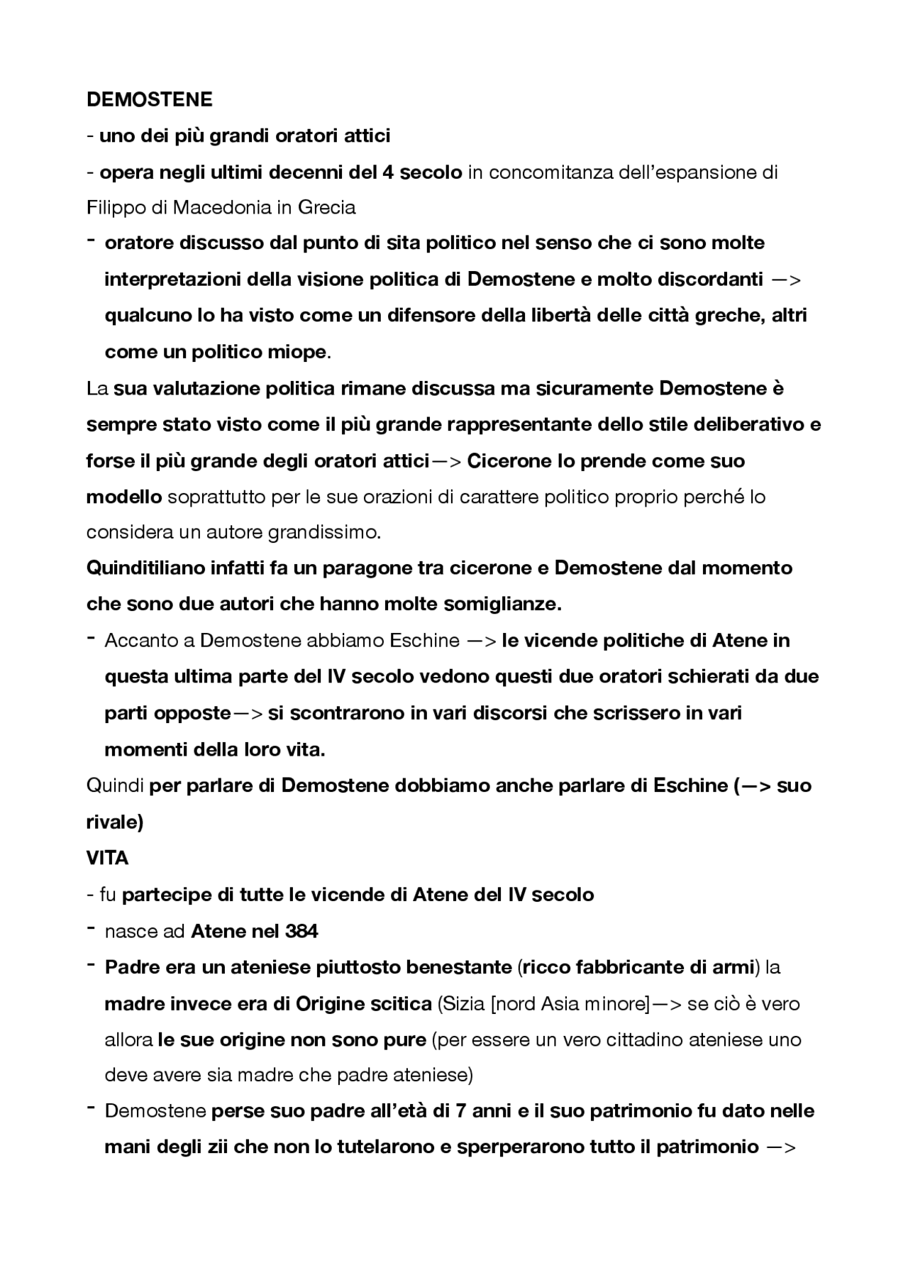 Appunti Su Demostene Ed Eschine Docsity