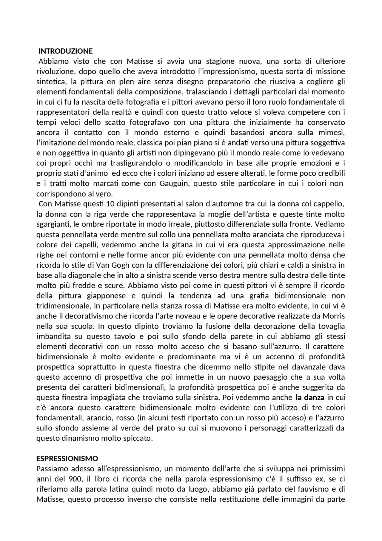 Riassunto dettagliato L'ESPRESSIONISMO - Docsity