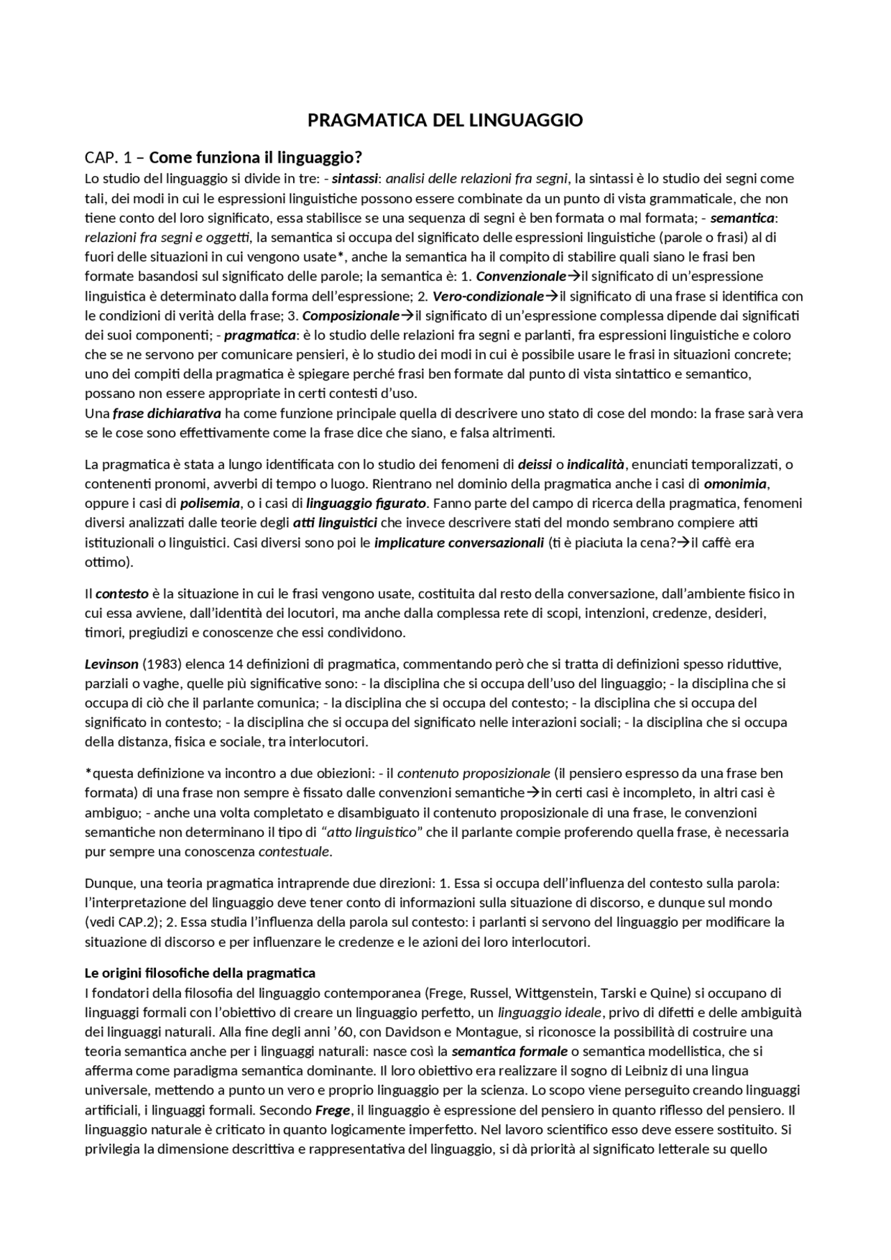 Pragmatica Del Linguaggio Docsity