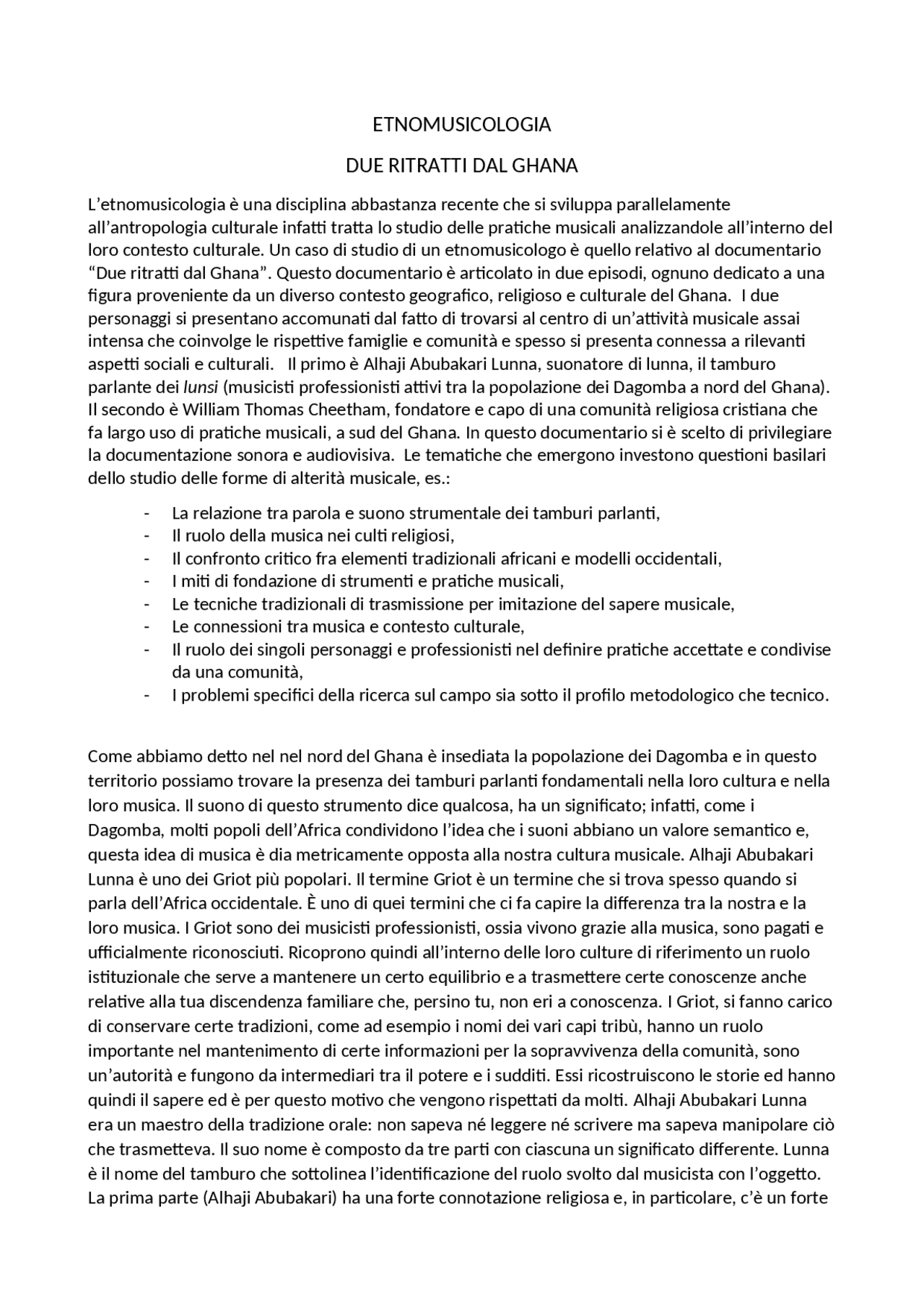 Appunti Di Etnomusicologia Docsity