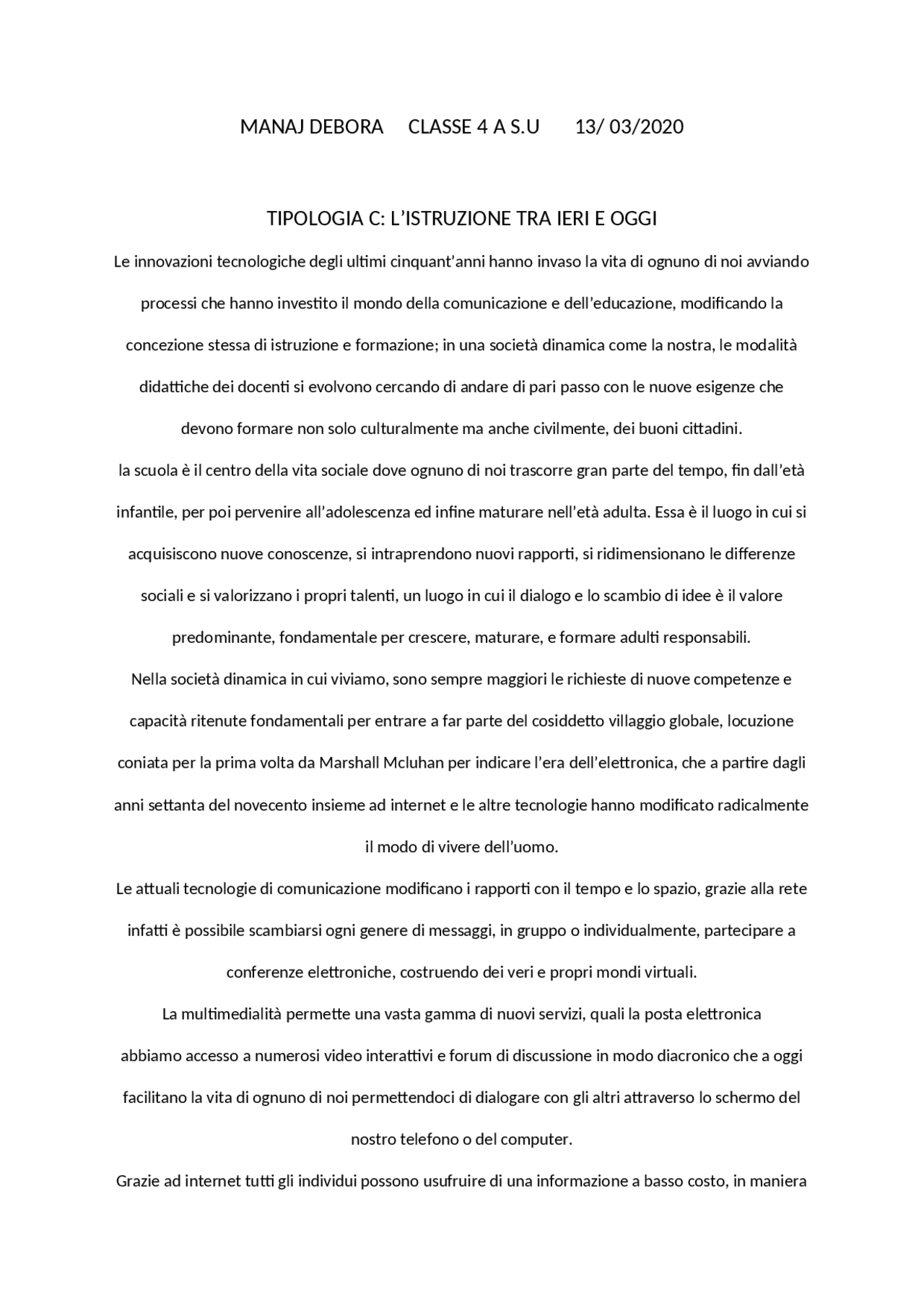 Listruzione Tra Ieri E Oggi Docsity