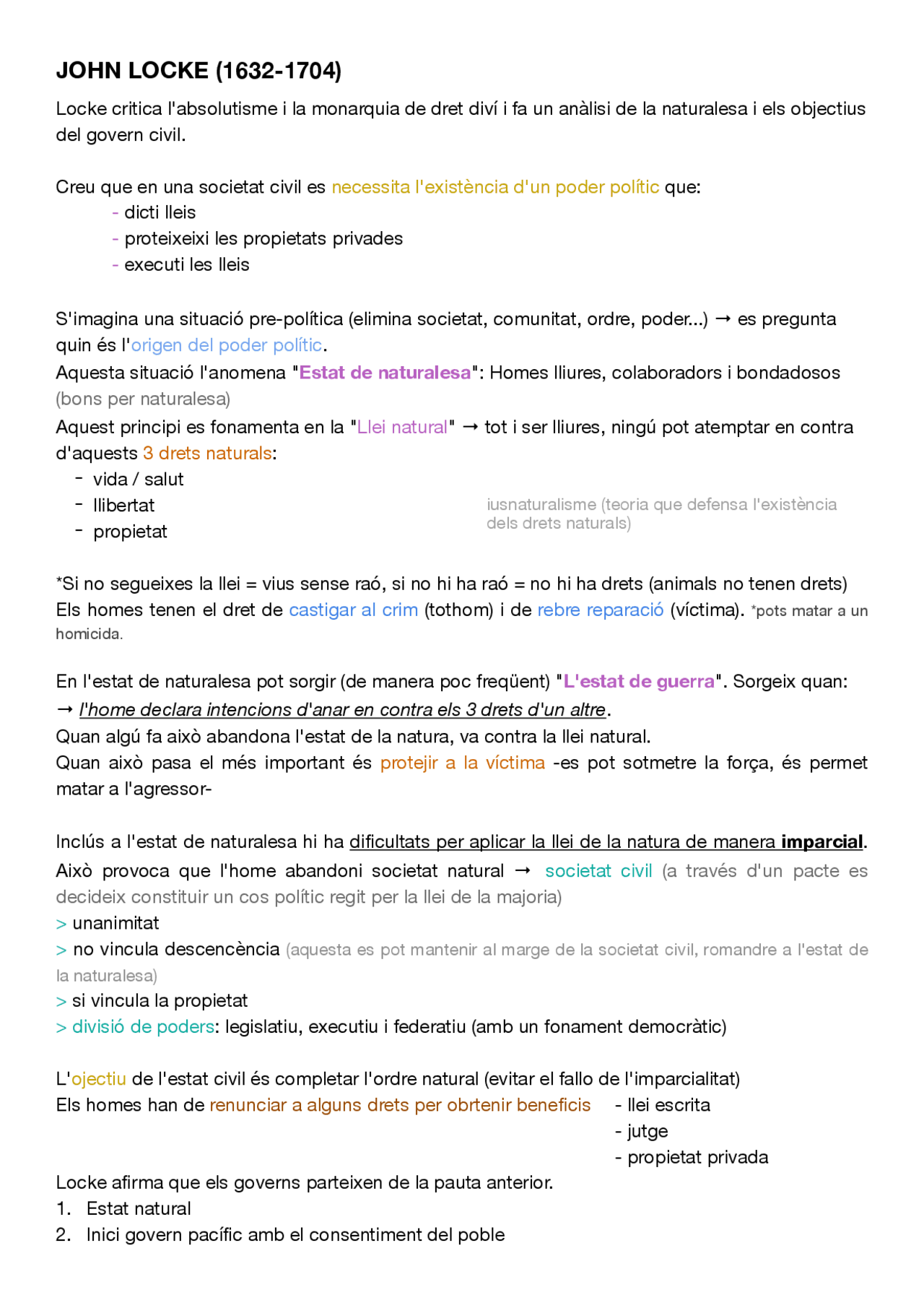 Apunts Batxillerat I Selectivitat Locke Apuntes De Filosofía Docsity