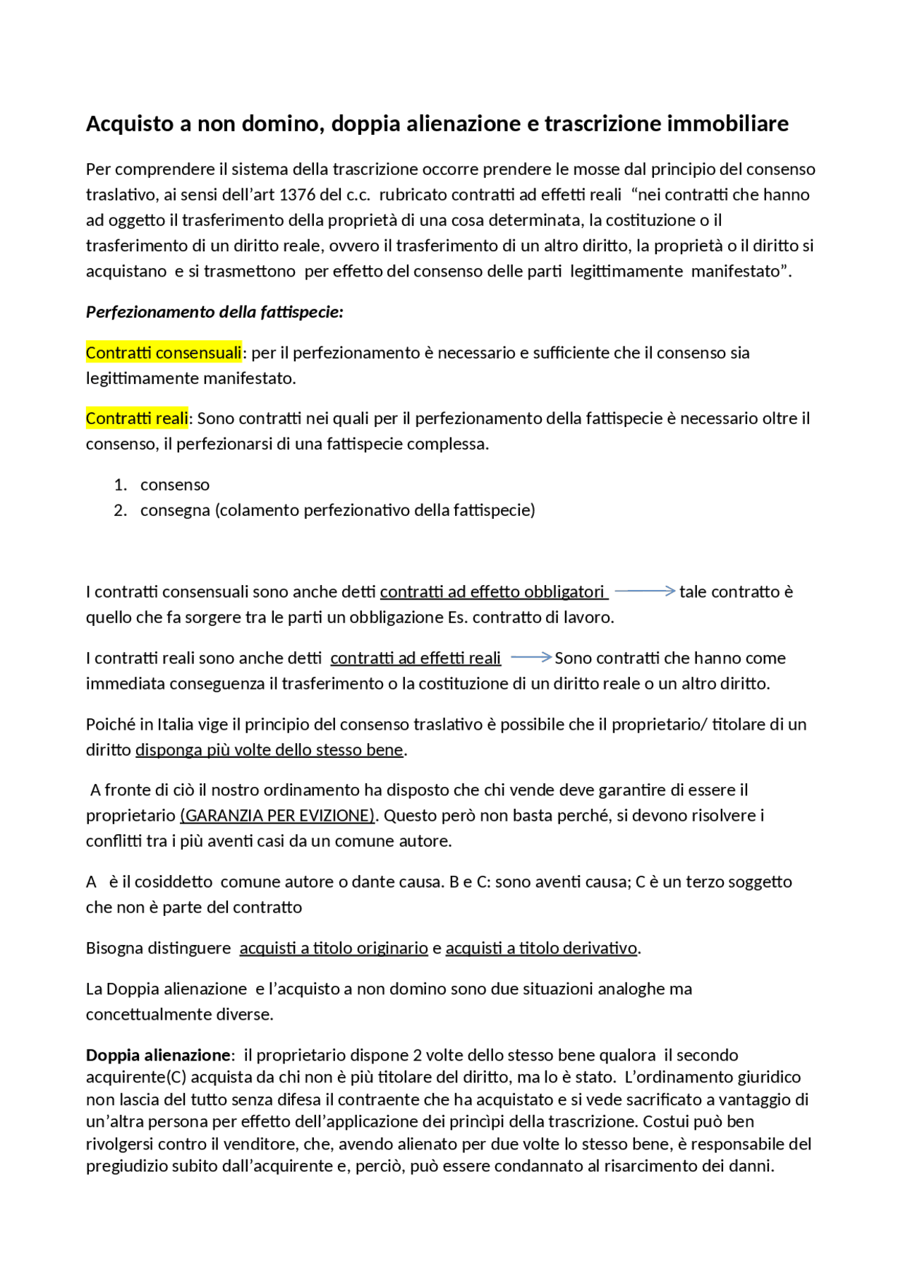 La trascrizione diritto privato - Docsity