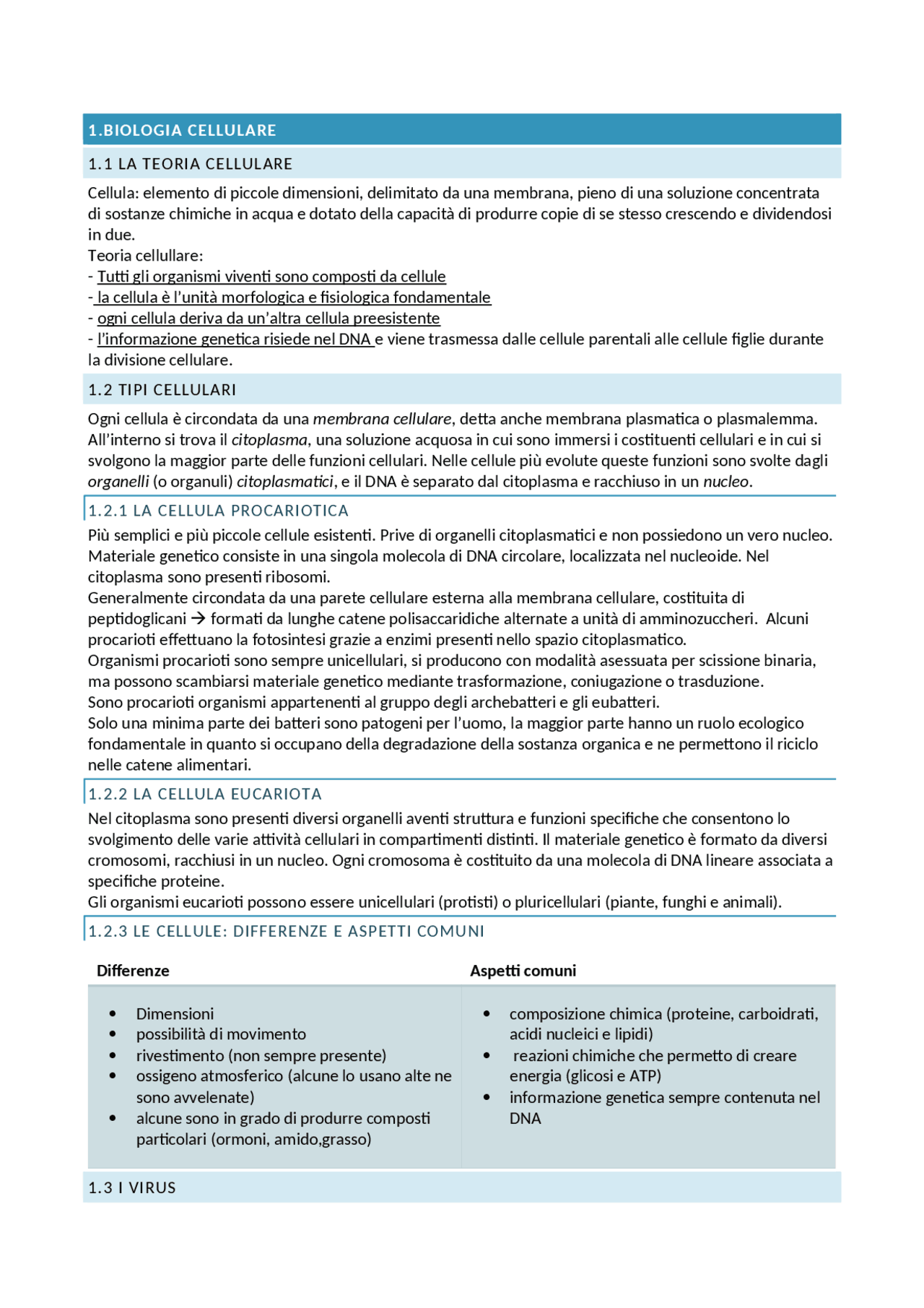 Biologia Cellulare Parte 1 Docsity