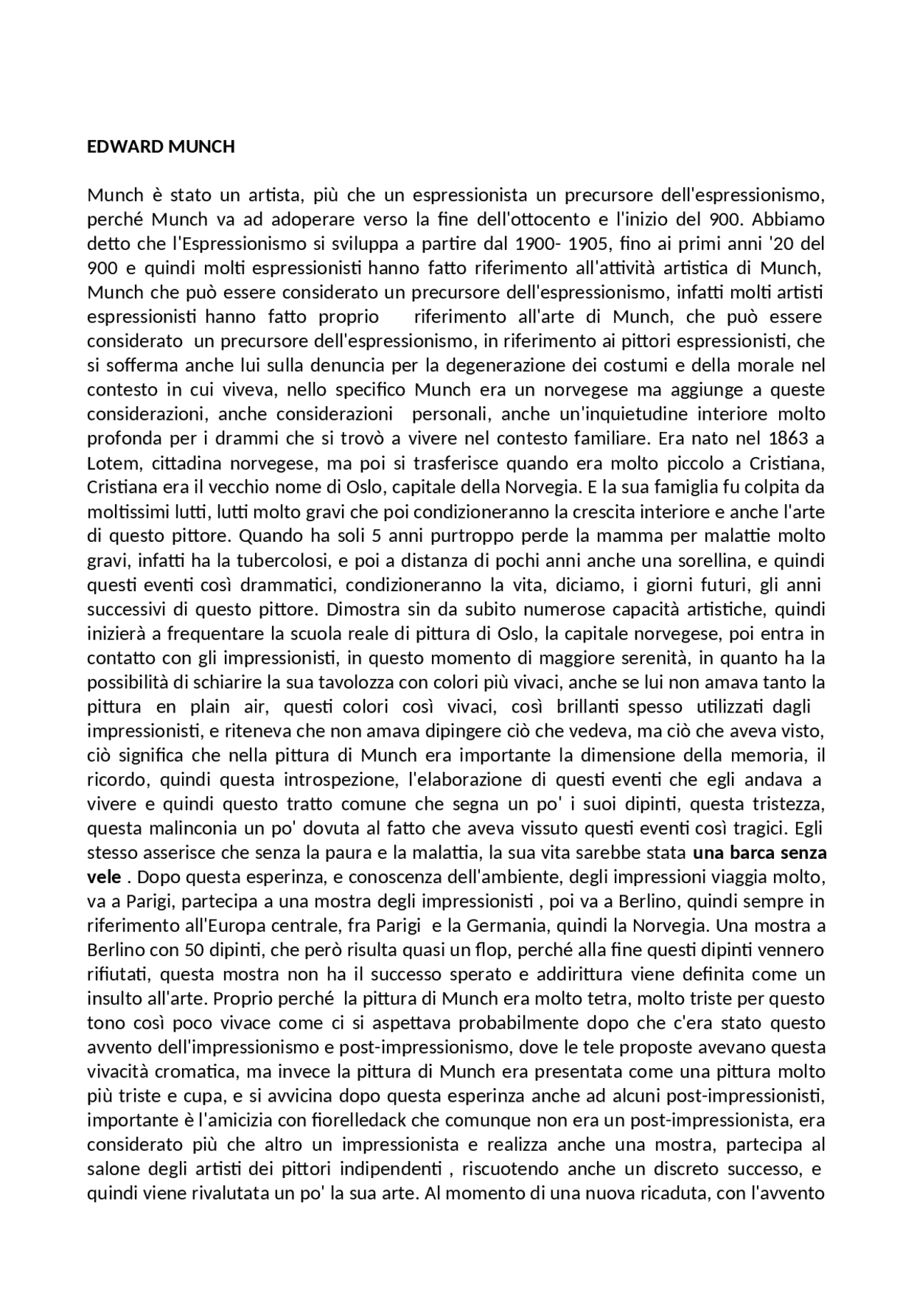 Riassunto Dettagliato Edward Munch Docsity