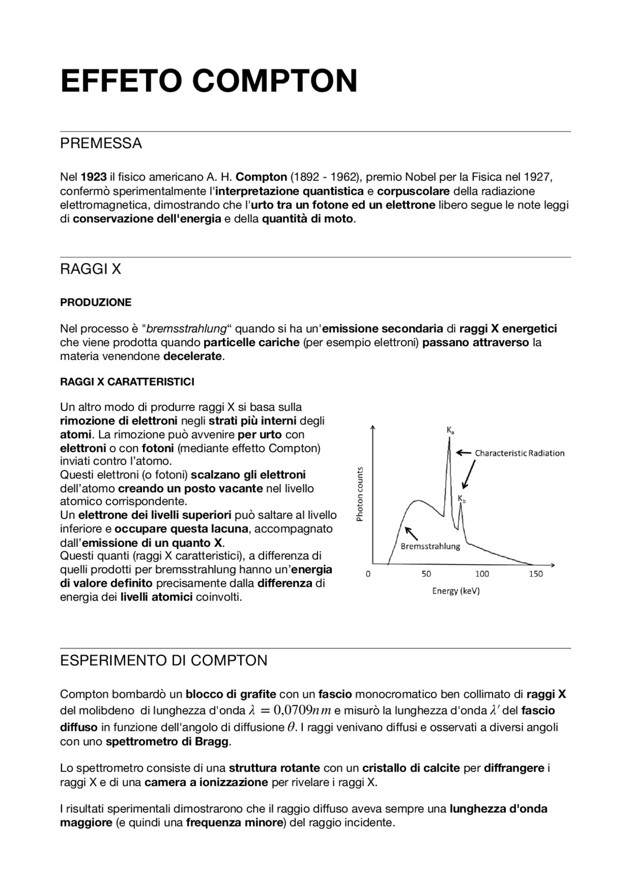 EFFETTO COMPTON - fisica prequantistica - Docsity