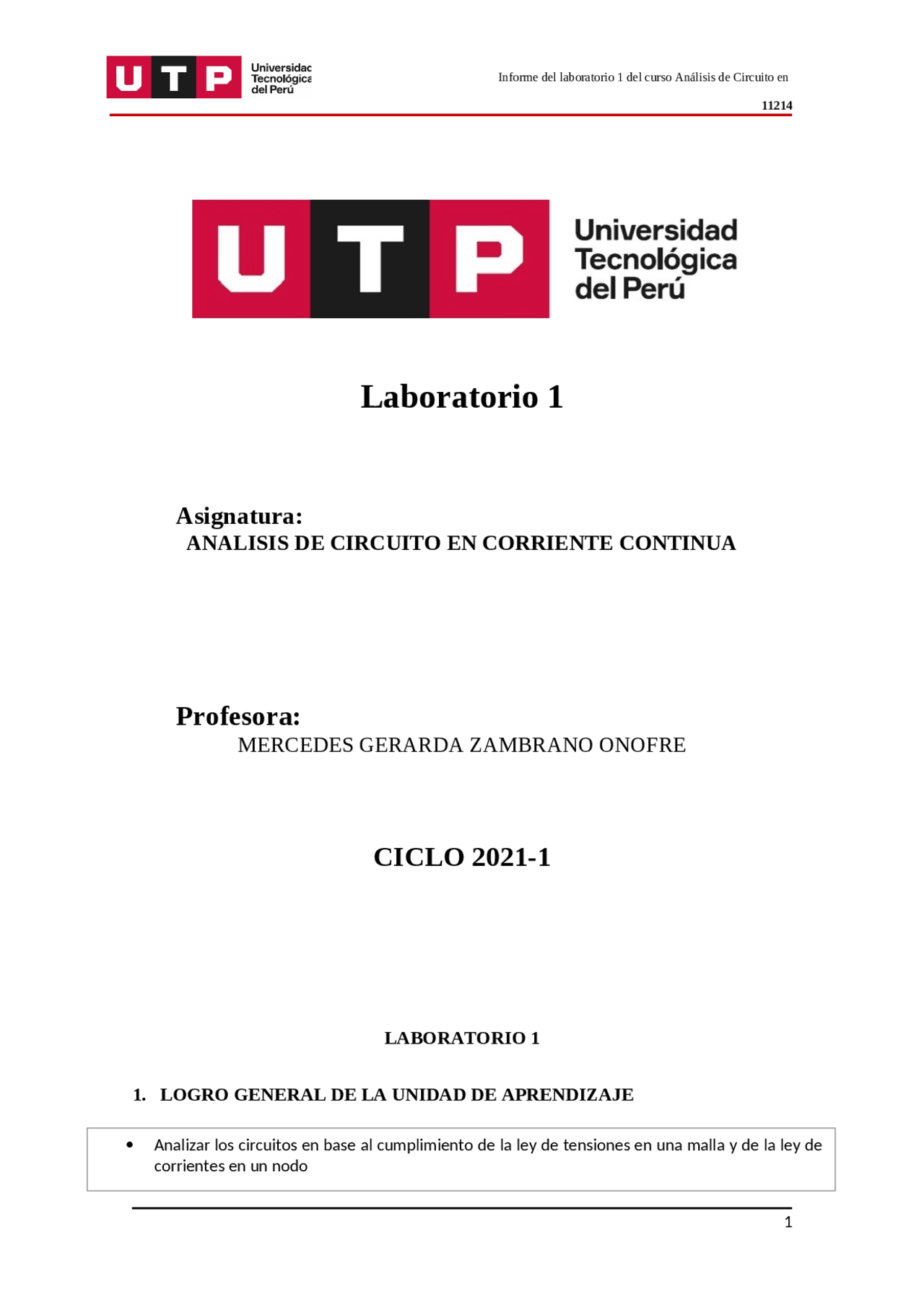 Laboratorio 1 Analisis De Circuito En Corriente Continua Exámenes De