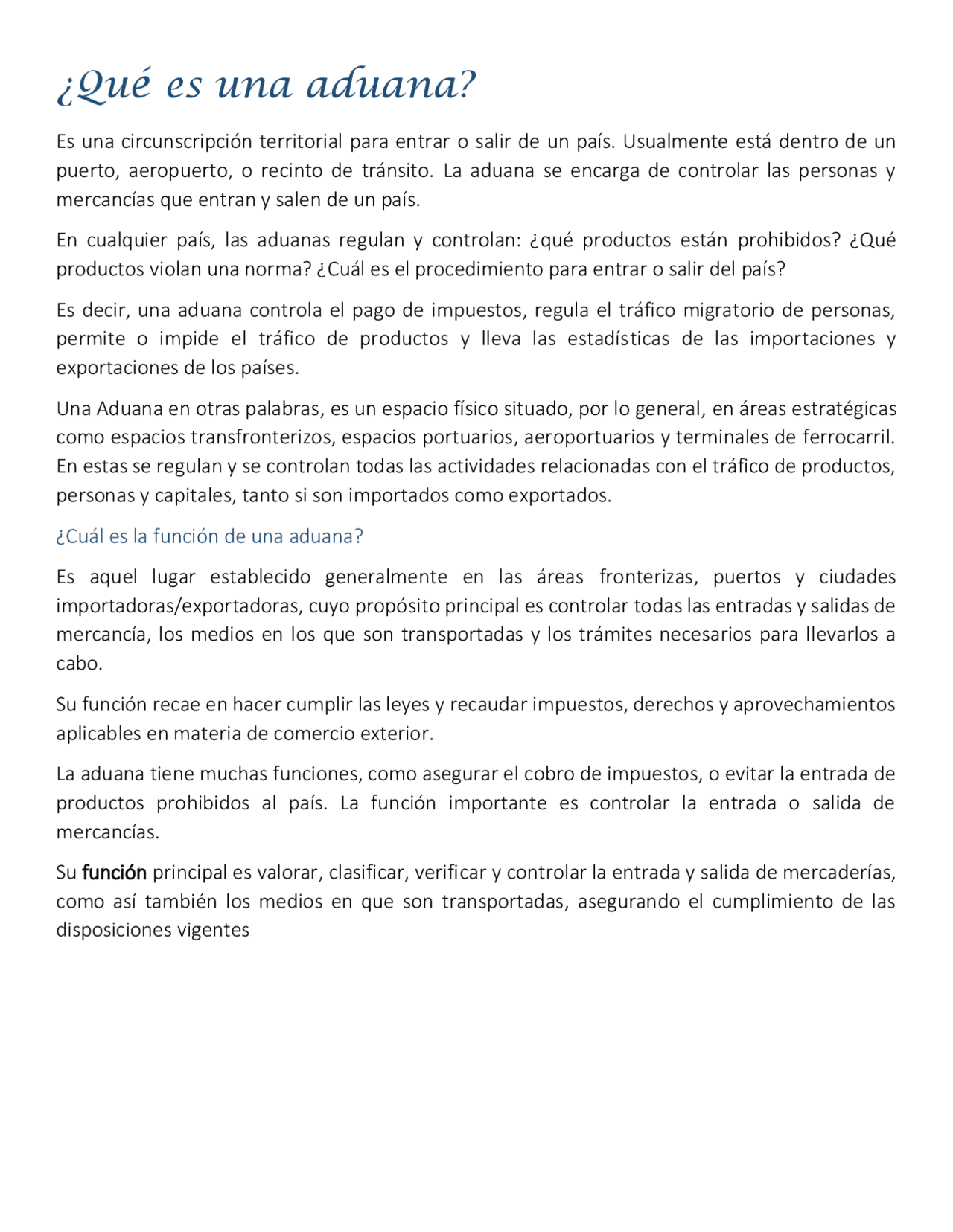¿QUE ES UNA ADUANA?. - Docsity