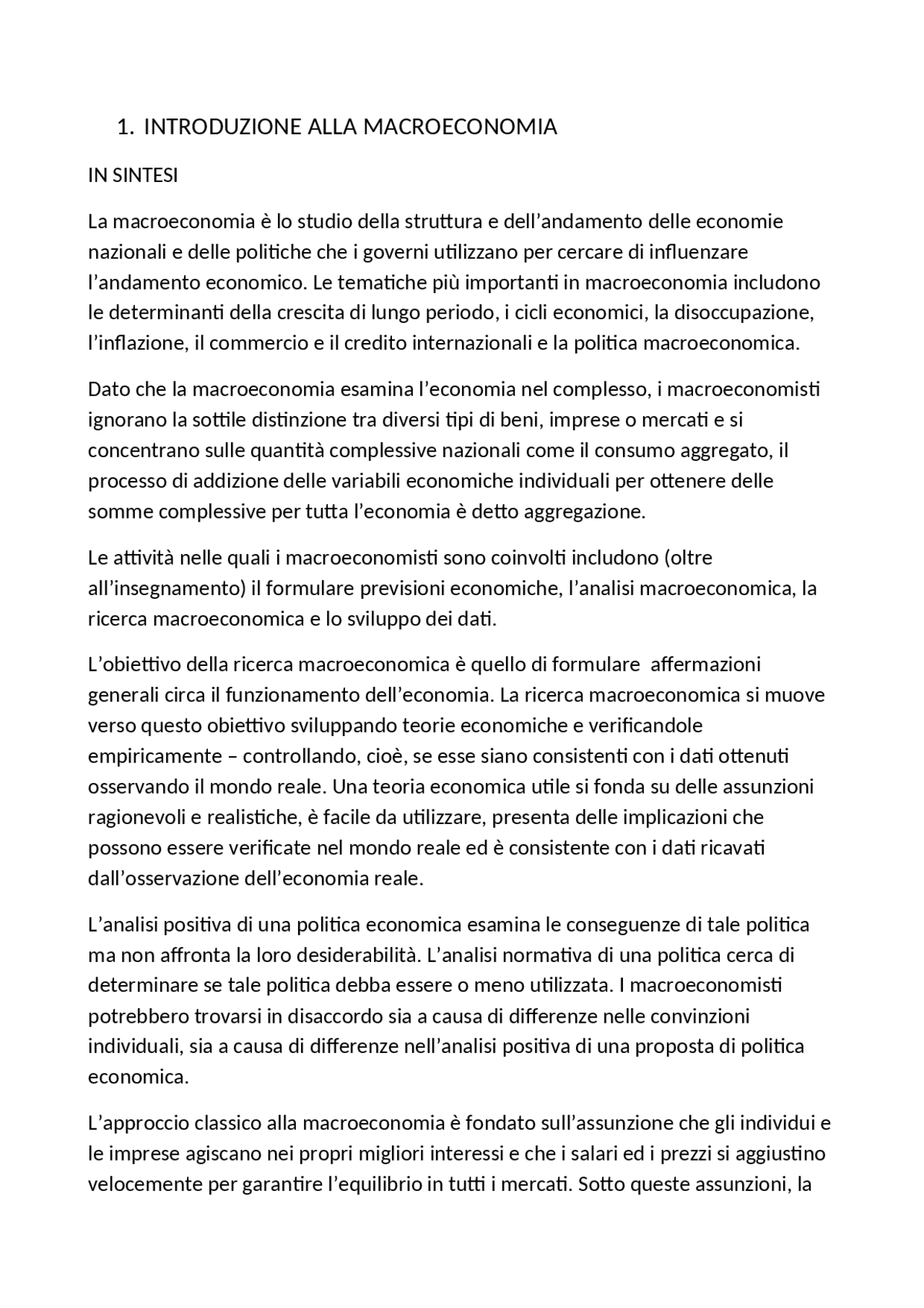 Introduzione Alla Macroeconomia Docsity