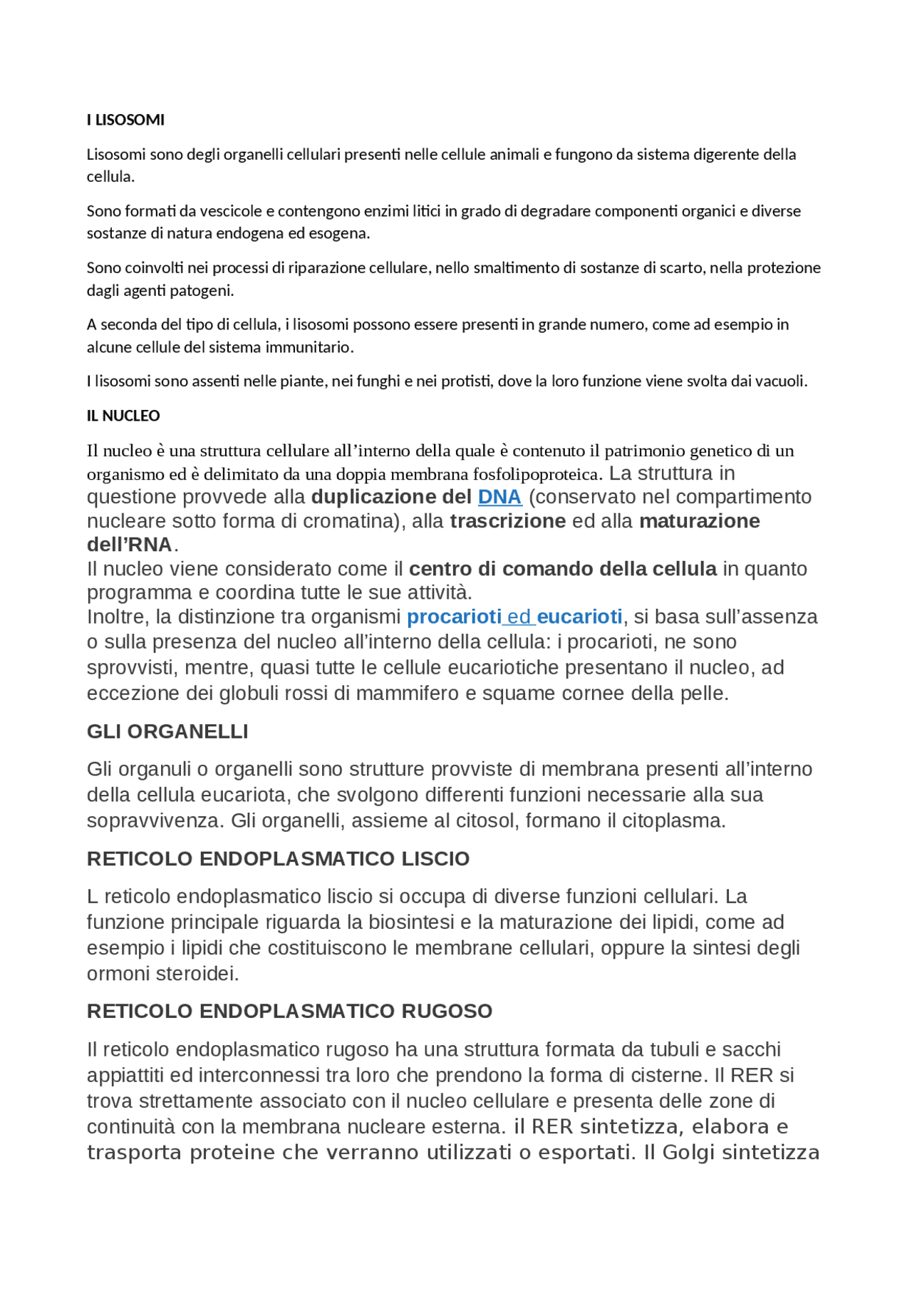 Concetti biologia di base - Docsity