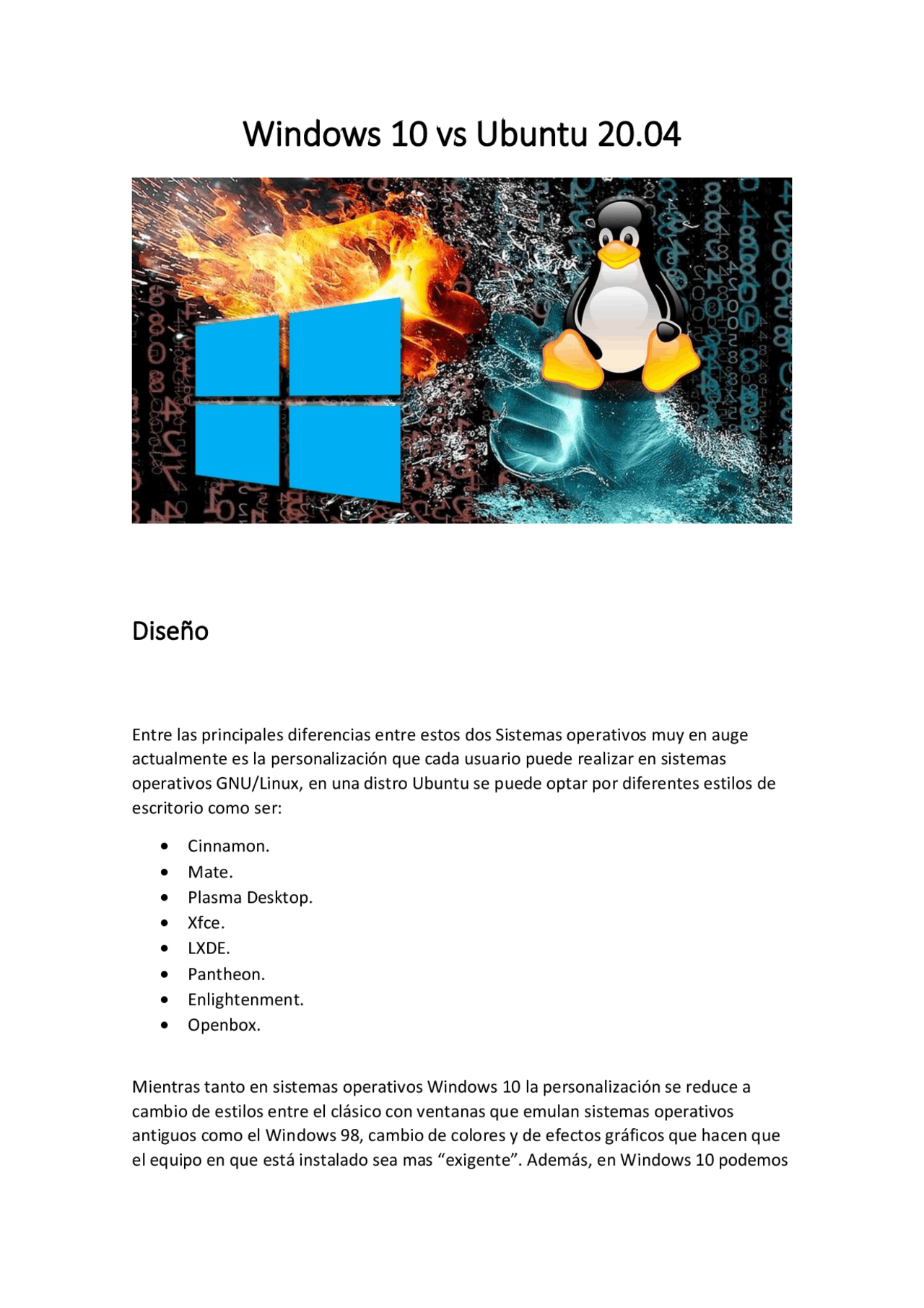 Semejanzas Y Diferencias De Windows Y Ubuntu