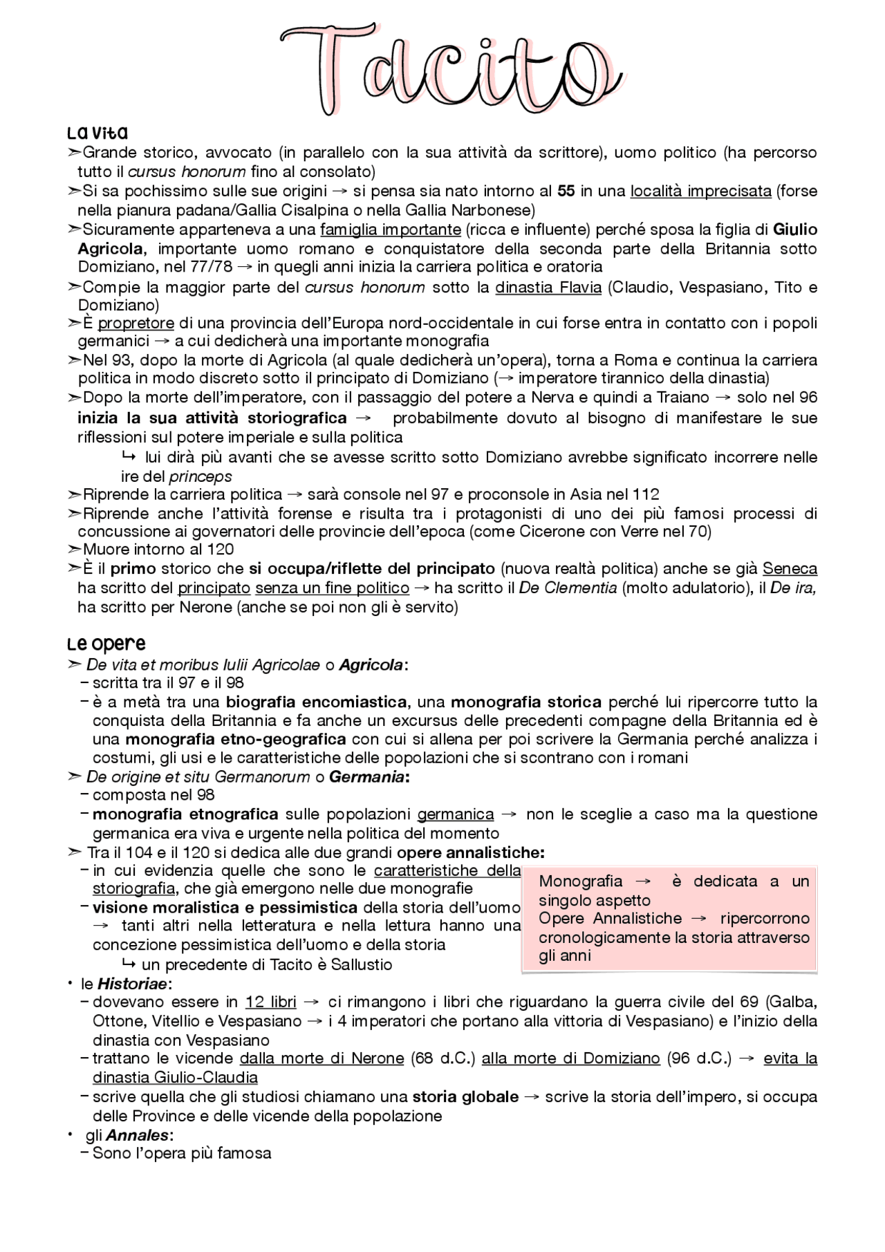 Lo Storico Tacito Docsity