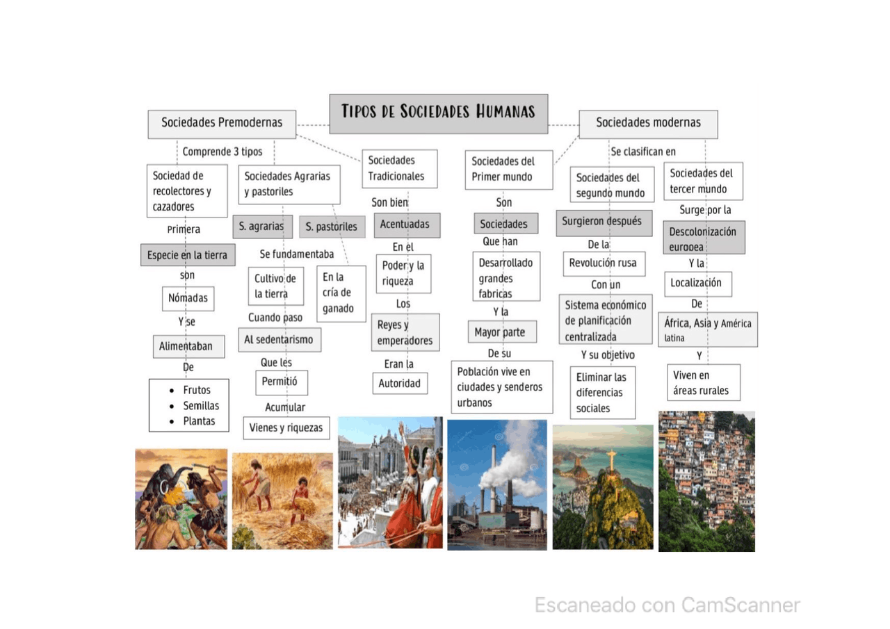 Tipos de sociedades Humanas / mapa conceptual | Study notes of ...