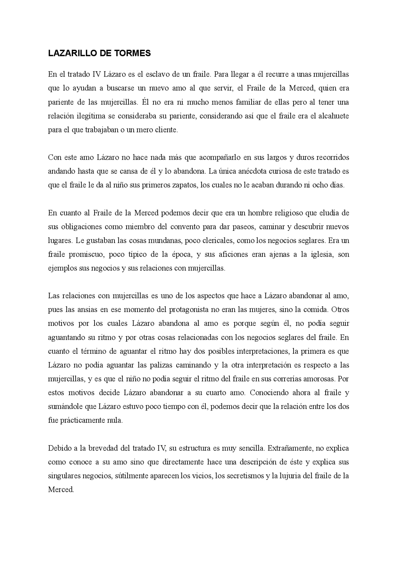 TRATADOS 4 Y 5 LAZARILLO | Apuntes de Lengua y Literatura | Docsity
