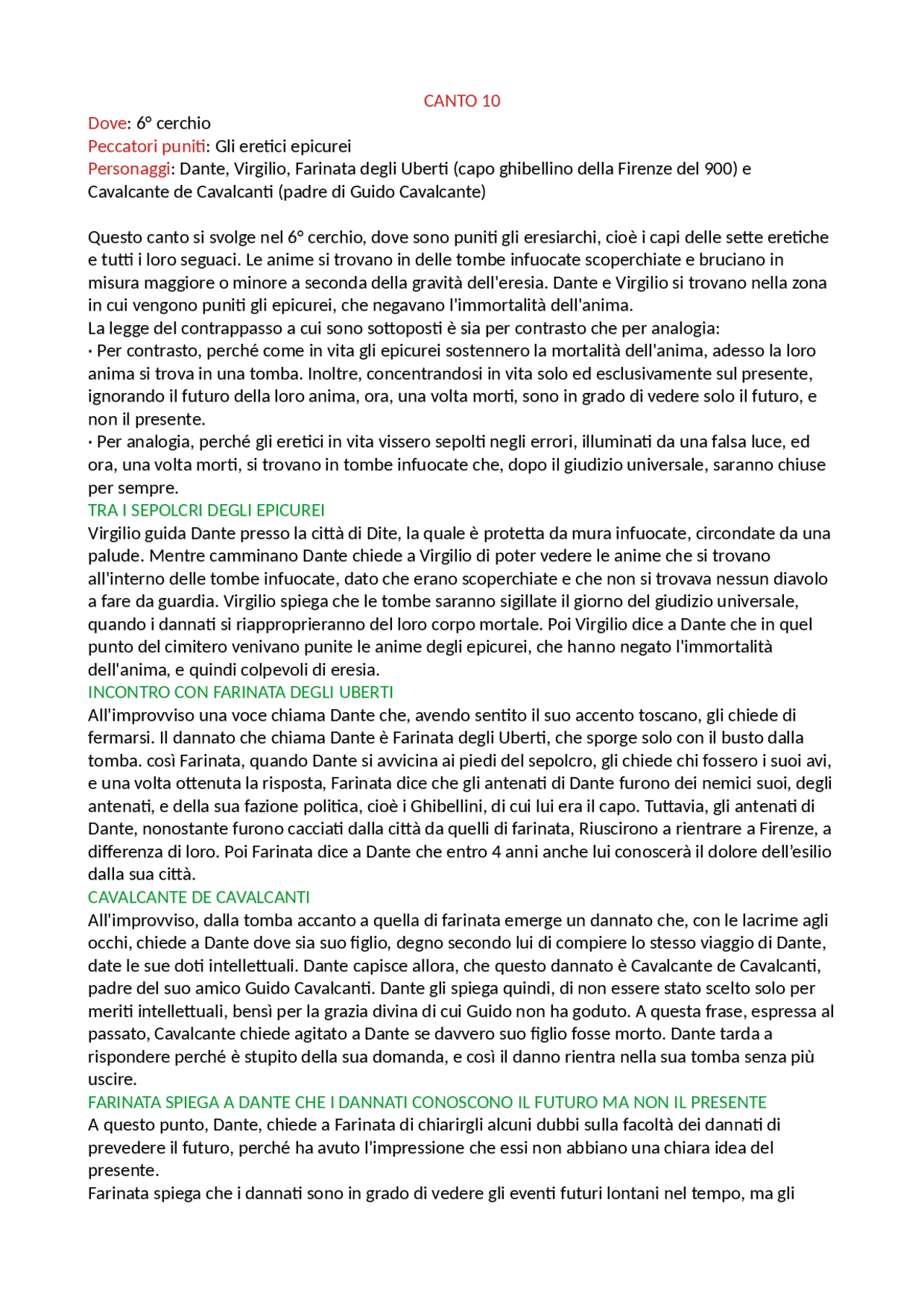 Divina commedia canto 10 e 26 - Docsity