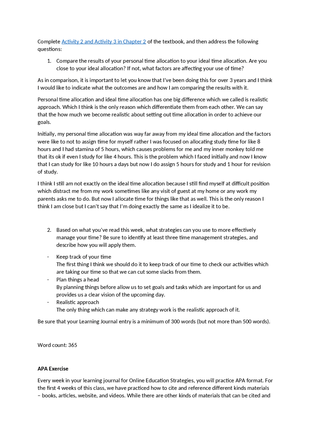 Complete Activity 2 and Activity 3 in Chapter 2 of the textbook - Docsity