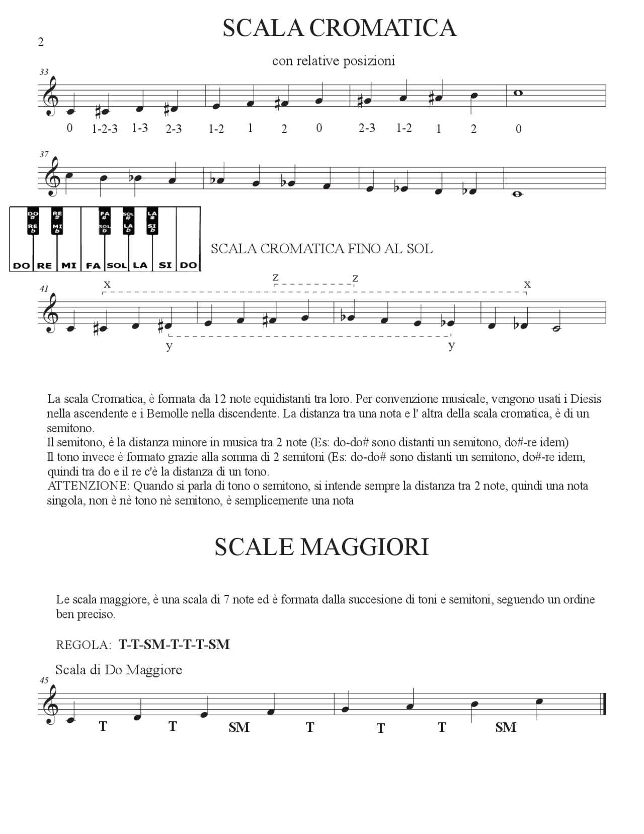 Scala Cromatica e Scale Maggiori | Appunti di Educazione musicale | Docsity