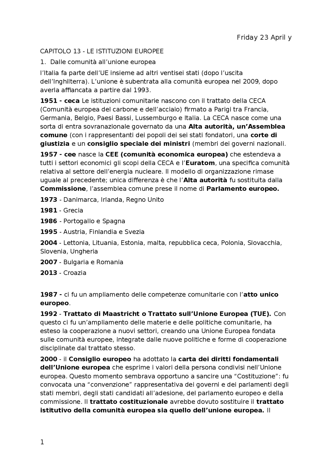 Capitolo 13 Le Istituzioni Europee Docsity