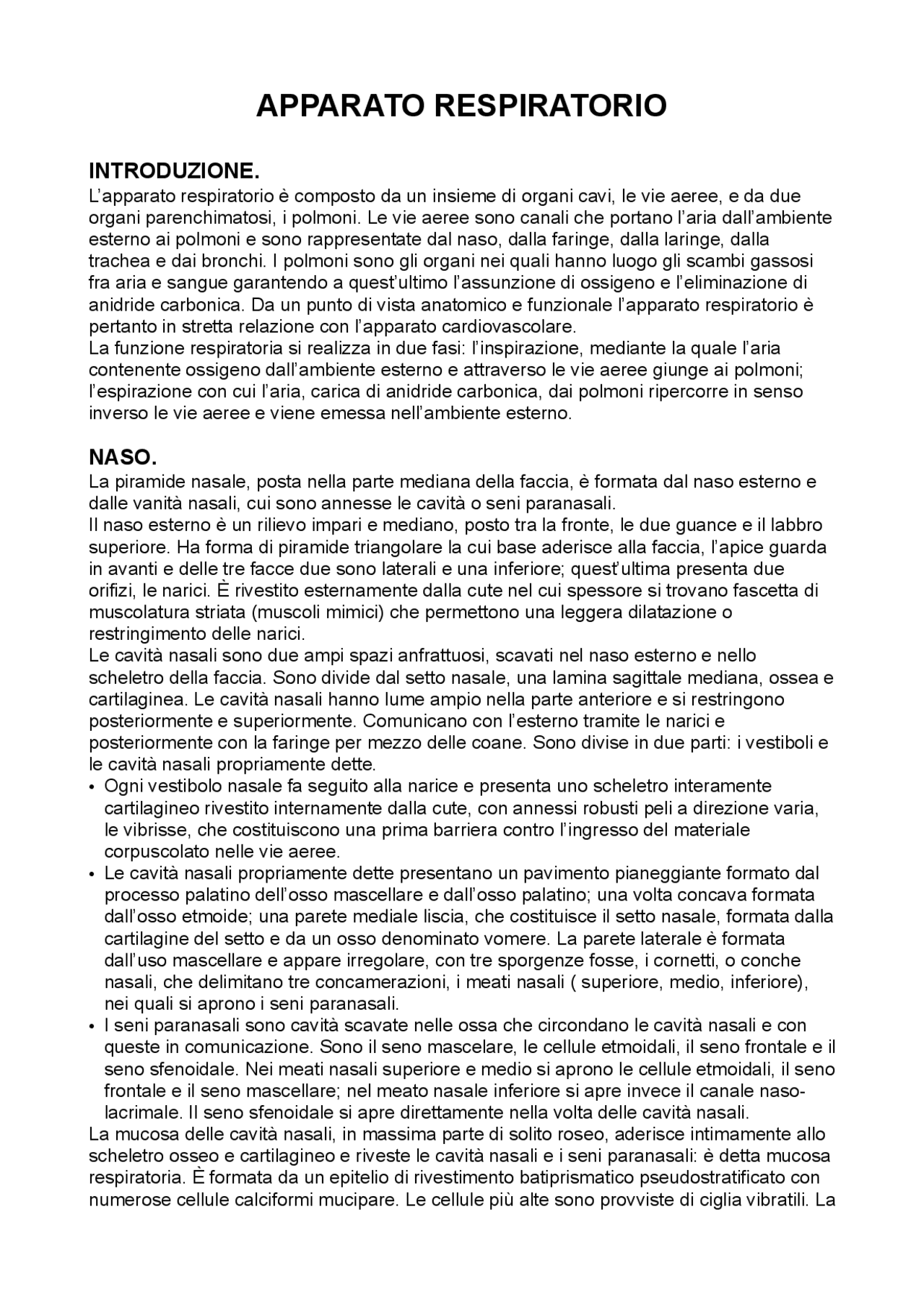 Apparato Respiratorio Docsity