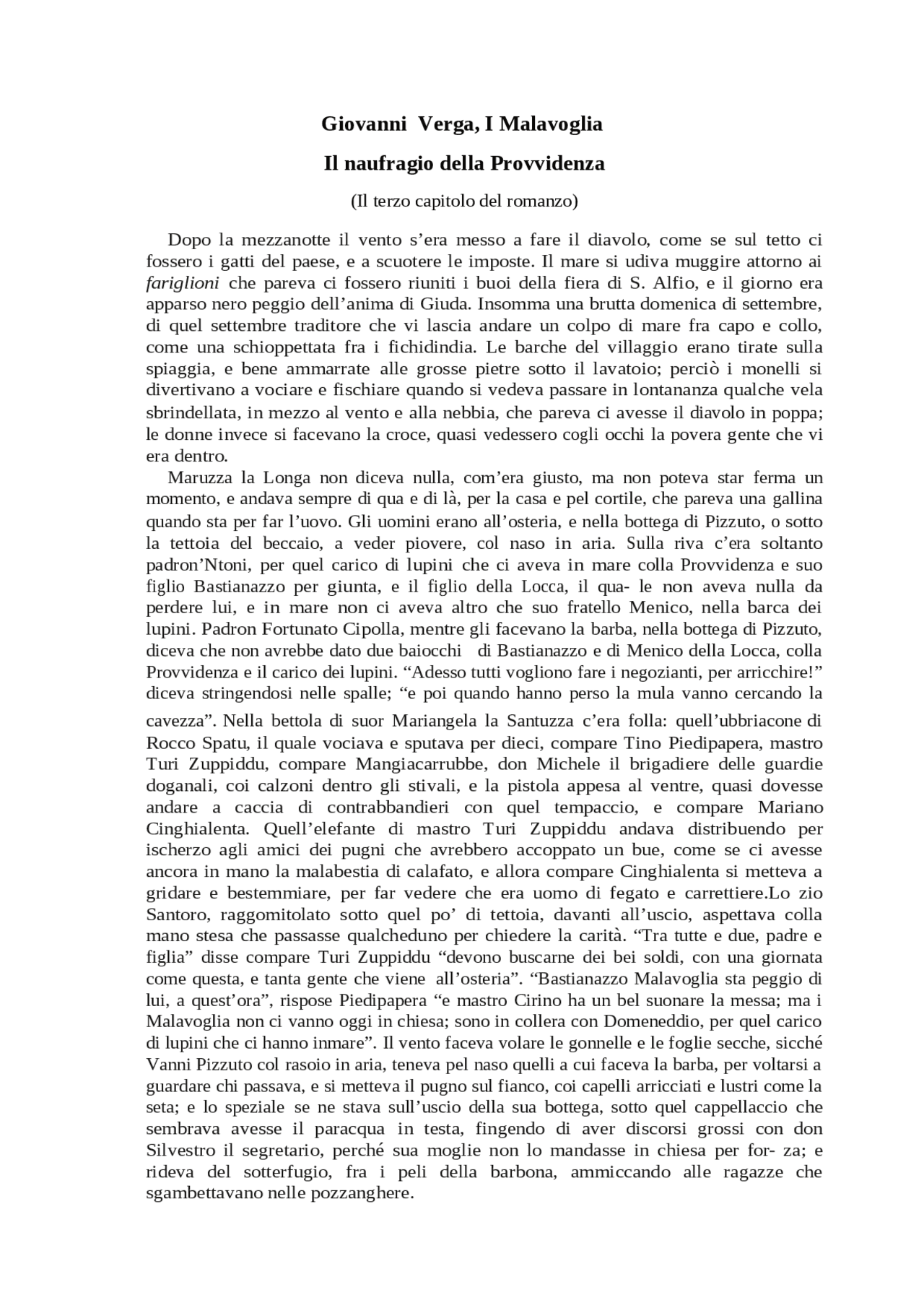 I Malavoglia Appunti Docsity