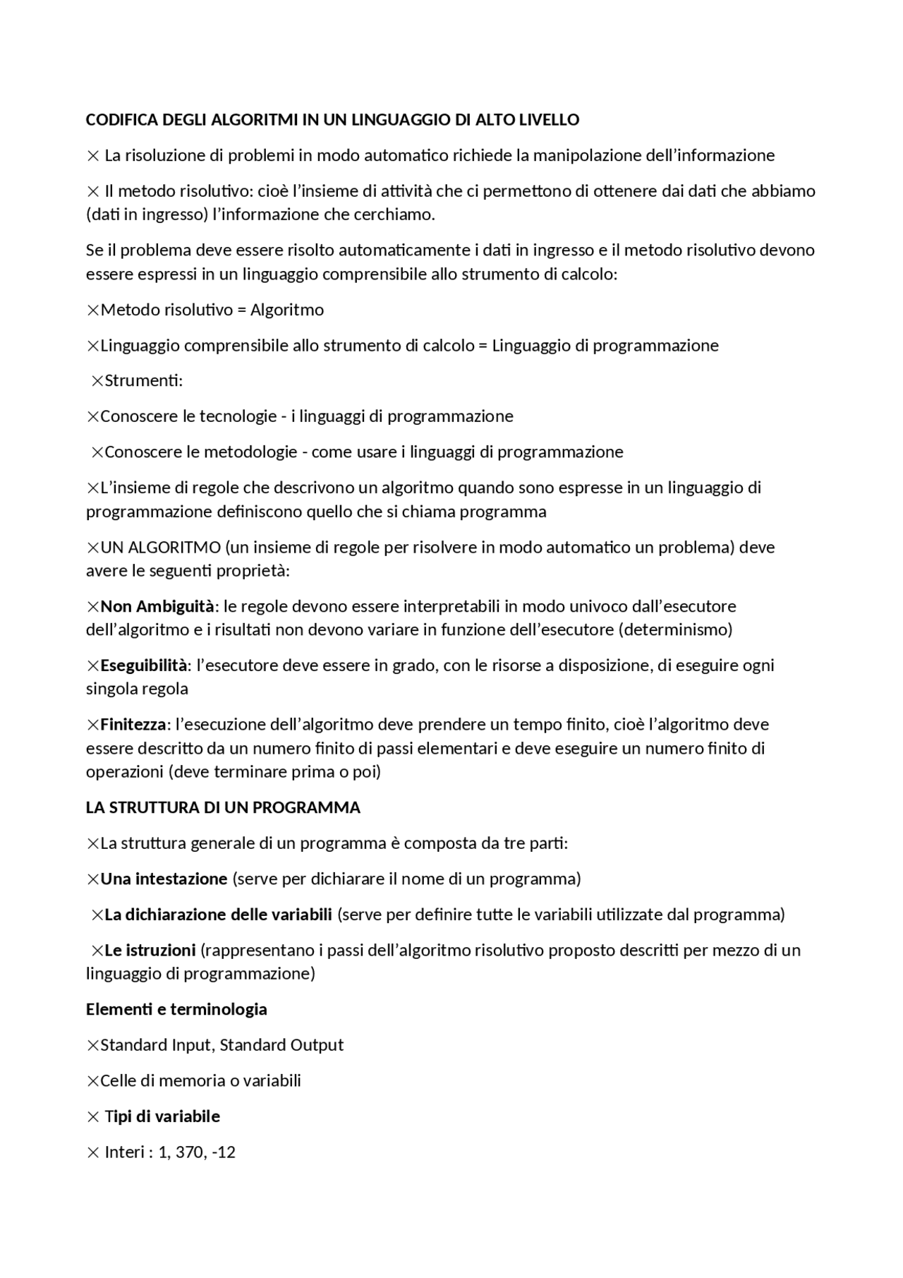 Codifica Degli Algoritmi Docsity