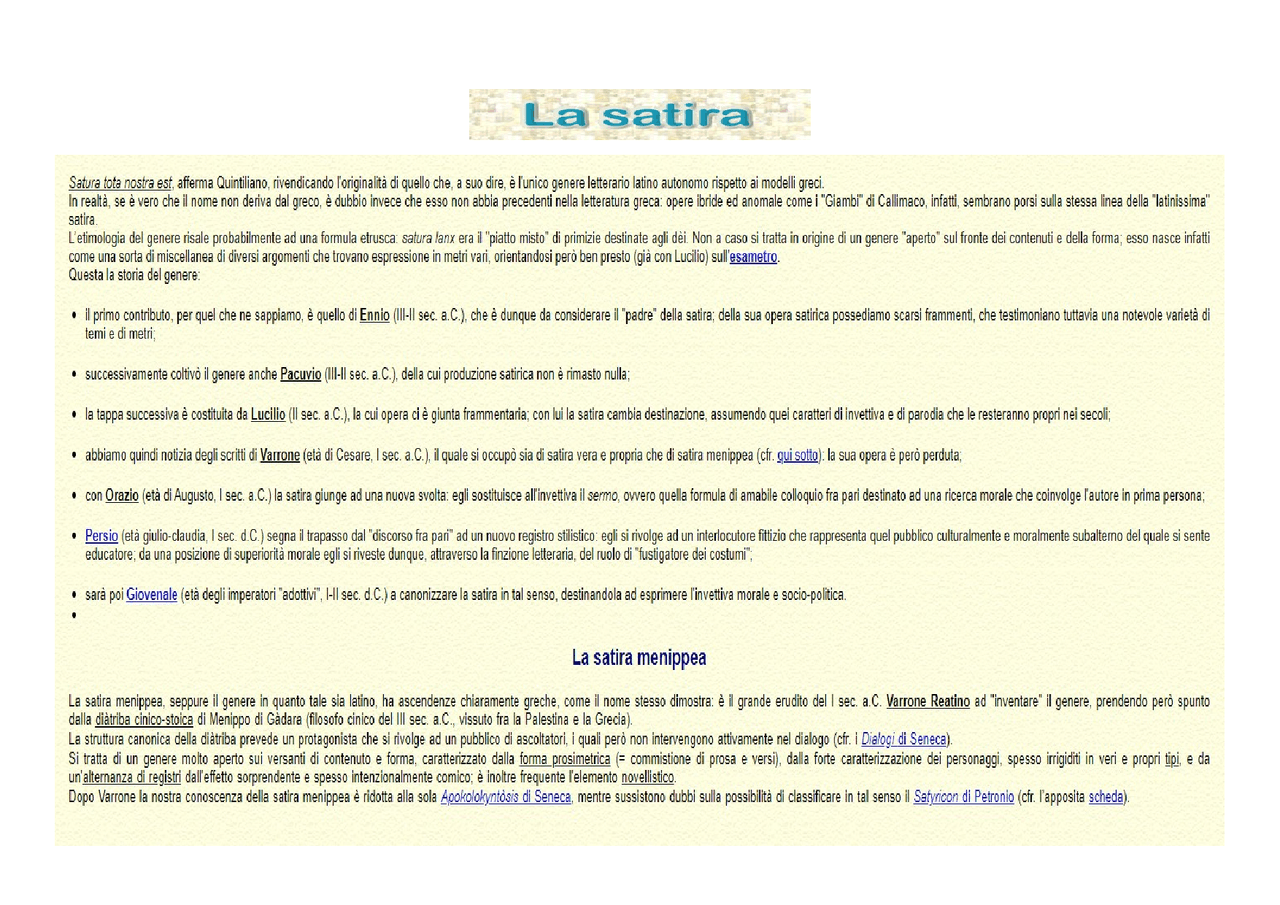 La satira (letteratura latina) - Docsity