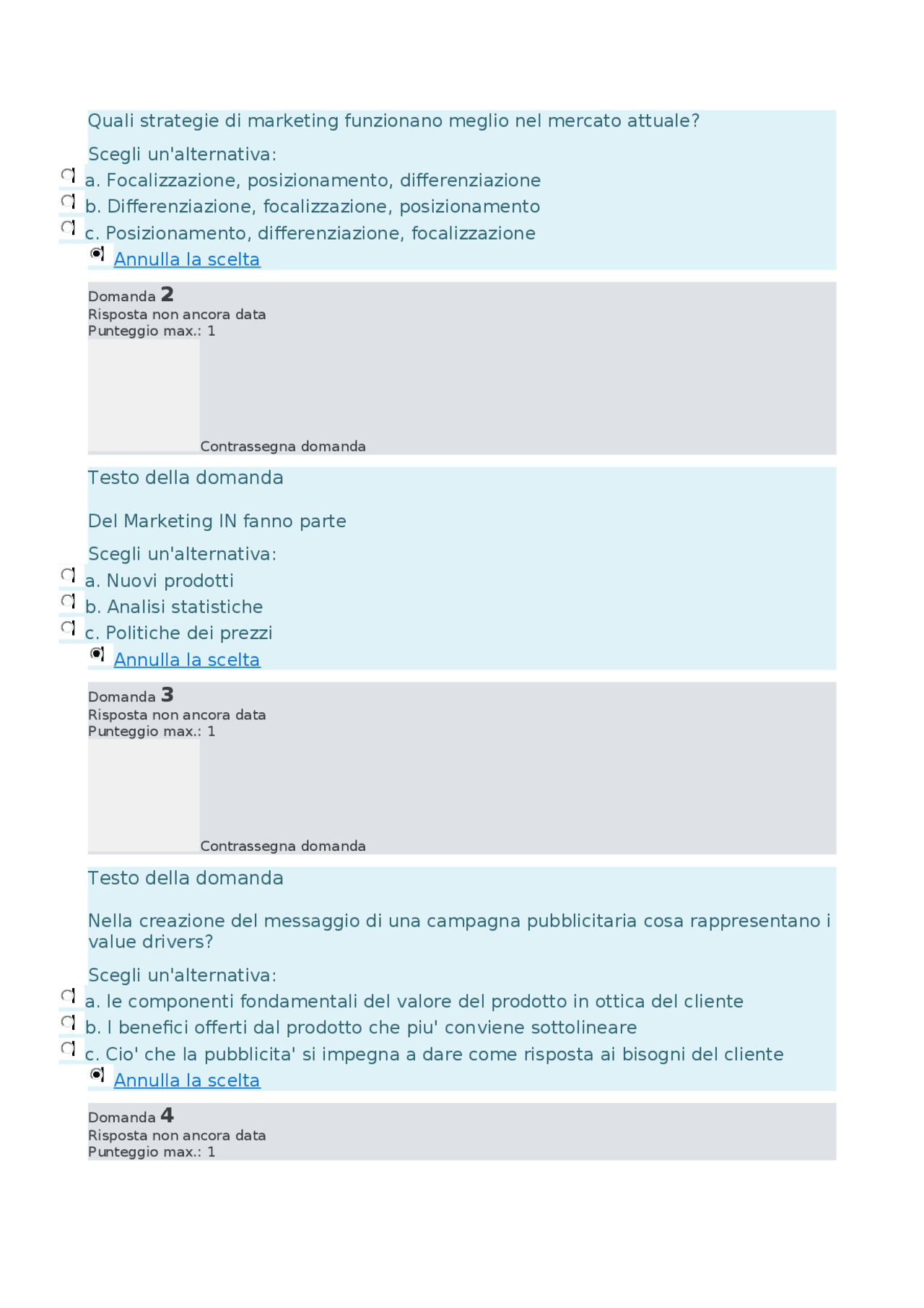 Domande Senza Risposte Modulo Marketing Mastercomm Docsity