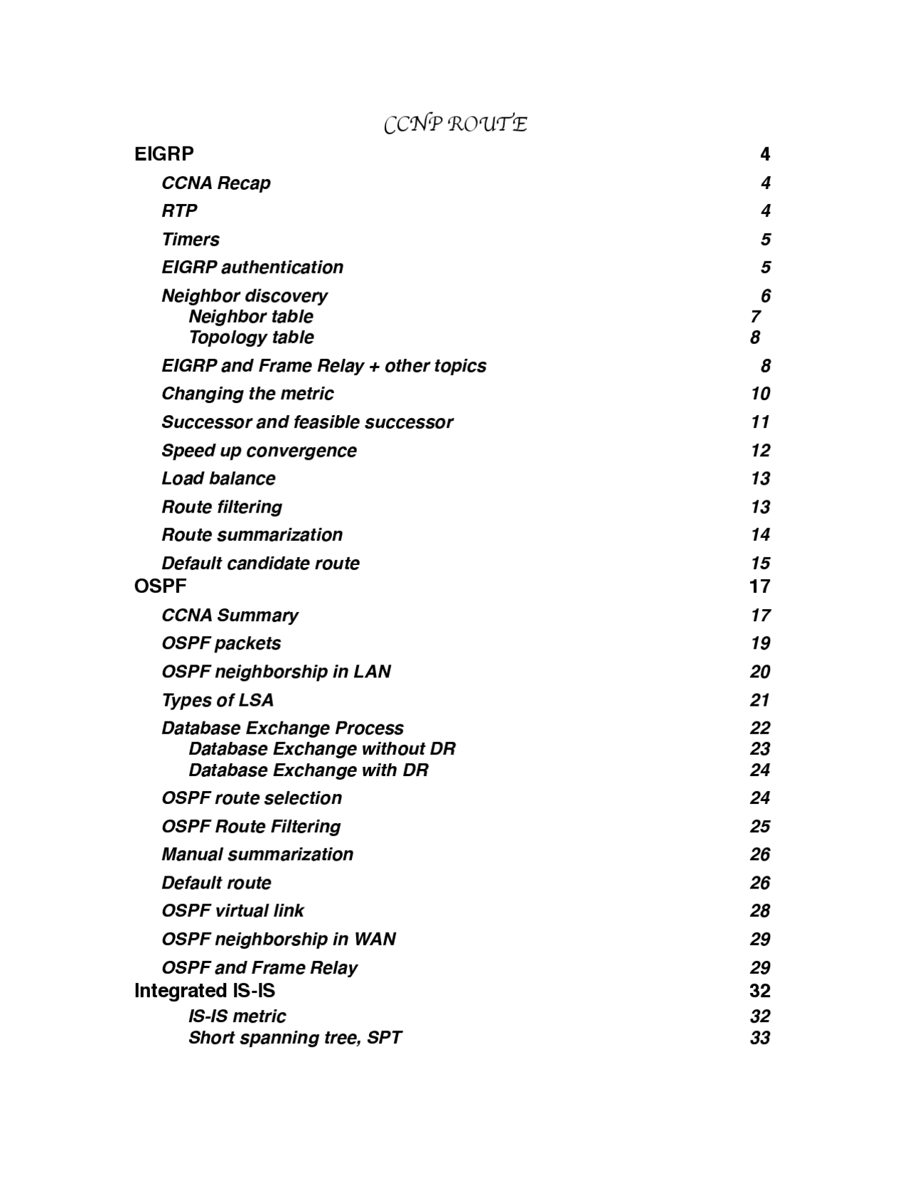 Cisco ccnp route study notes - Docsity