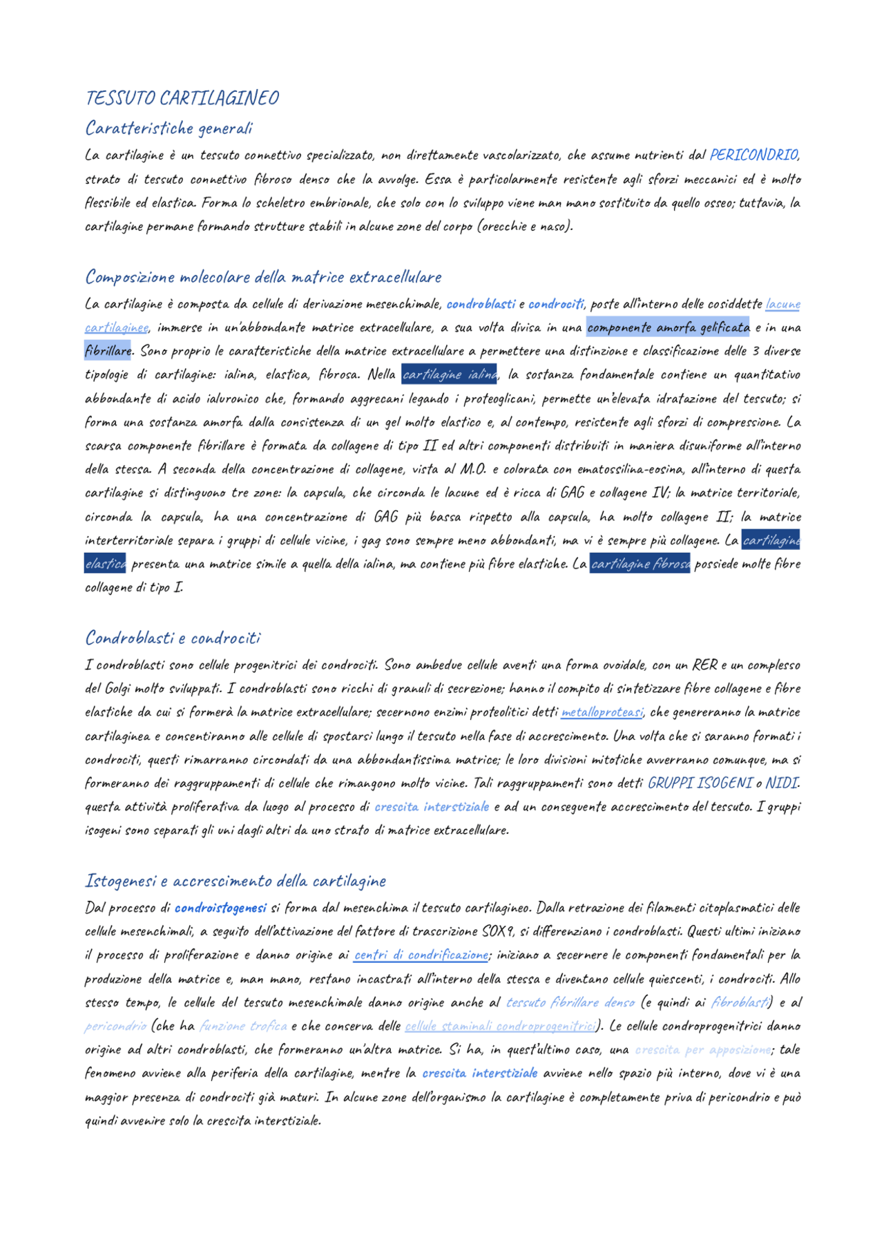 Tessuto Cartilagineo Docsity