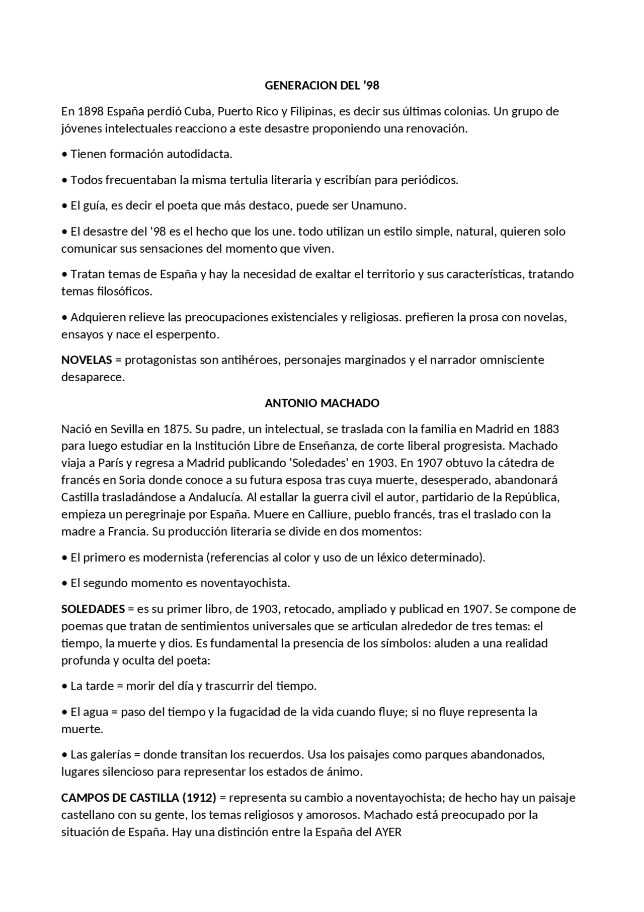 Generacion del 98 + Antonio Machado, Contextos Literarios, Zanichelli ...